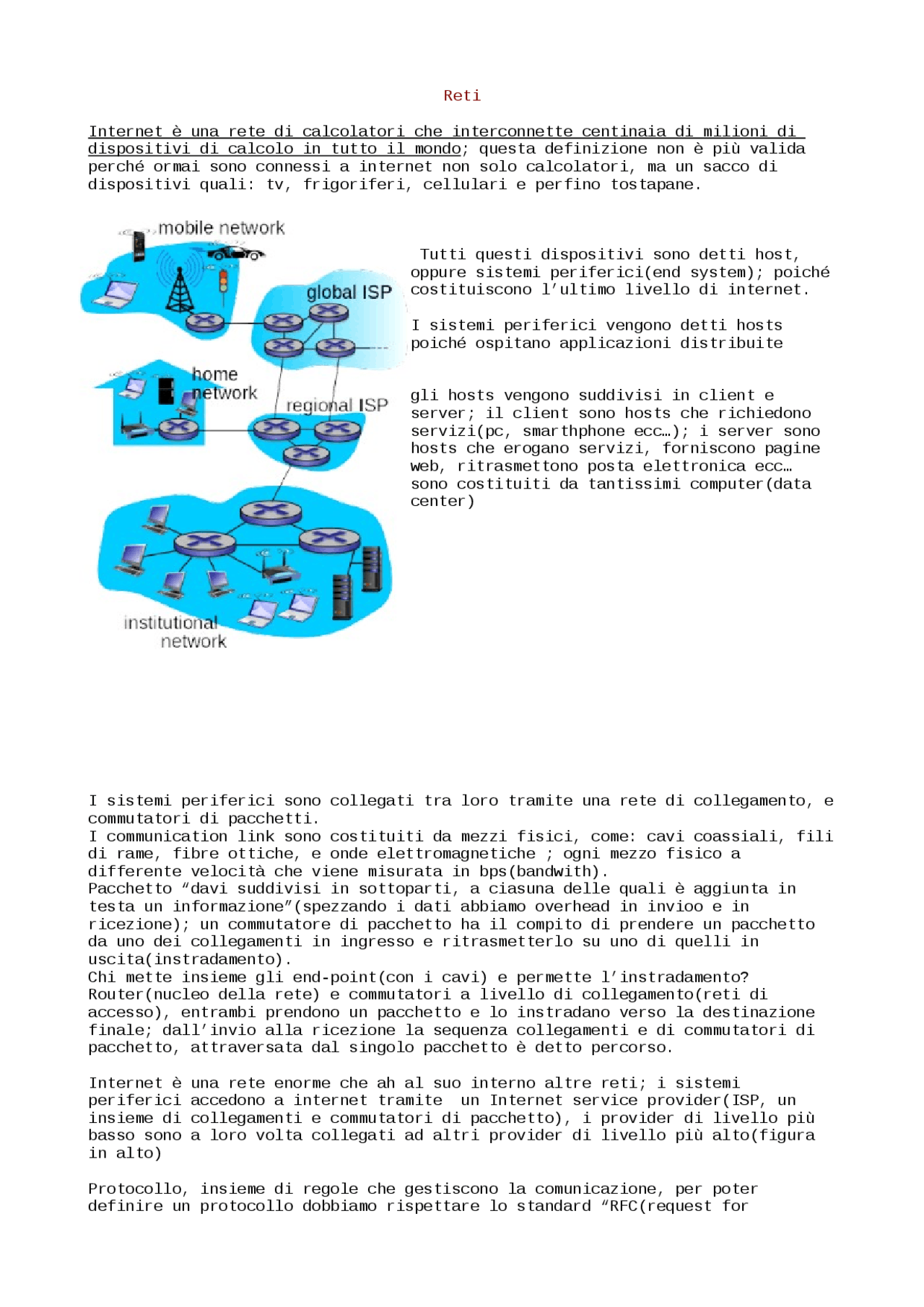 Le Reti Riassunto Introduttivo Dispense Di Informatica Docsity