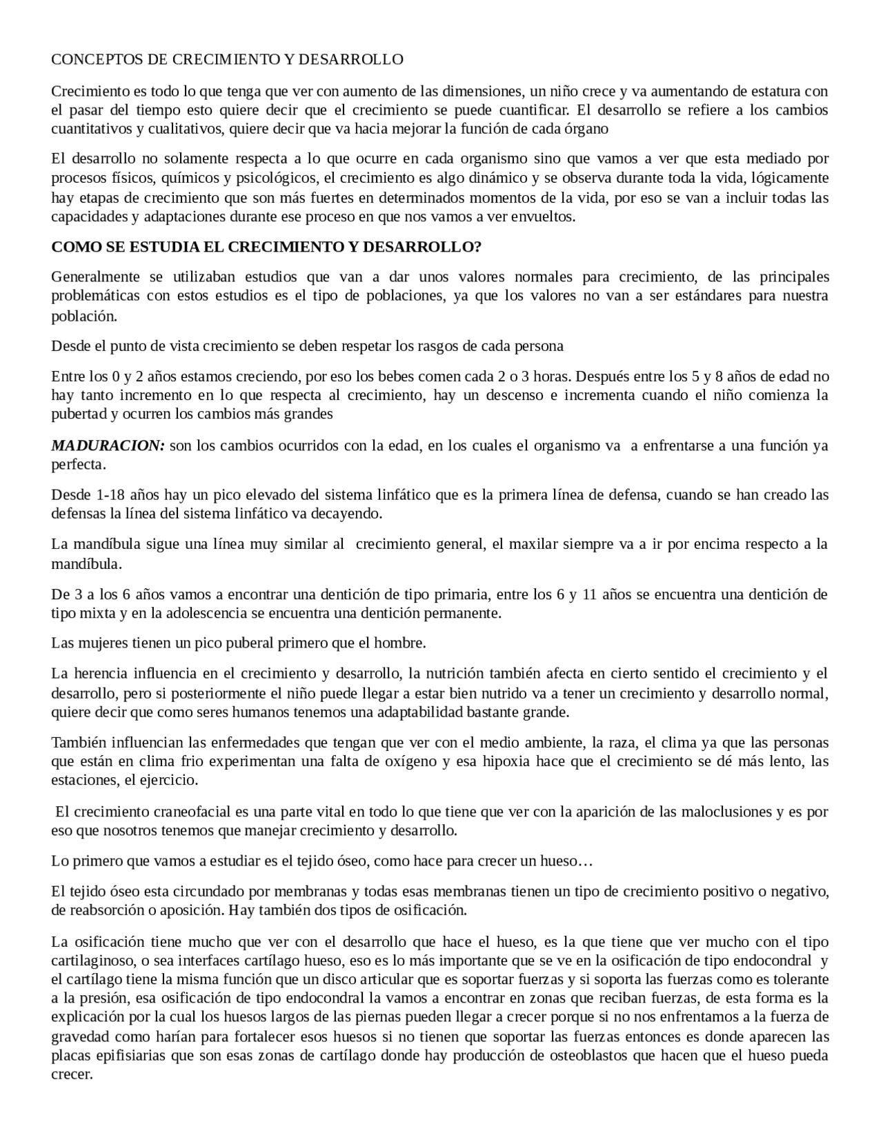 Conceptos De Crecimiento Y Desarrollo Odontología Apuntes De