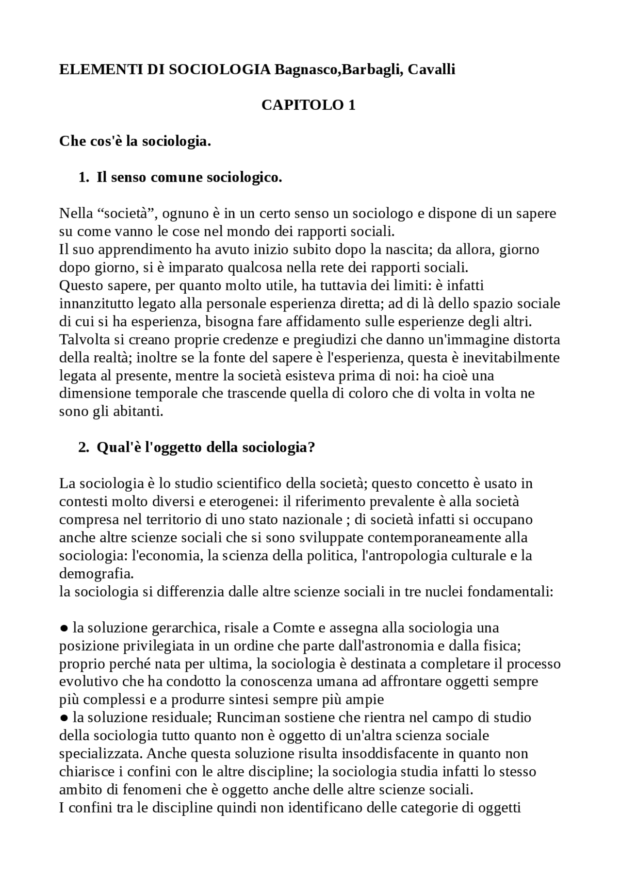 Sociologia Generale 1 Docsity