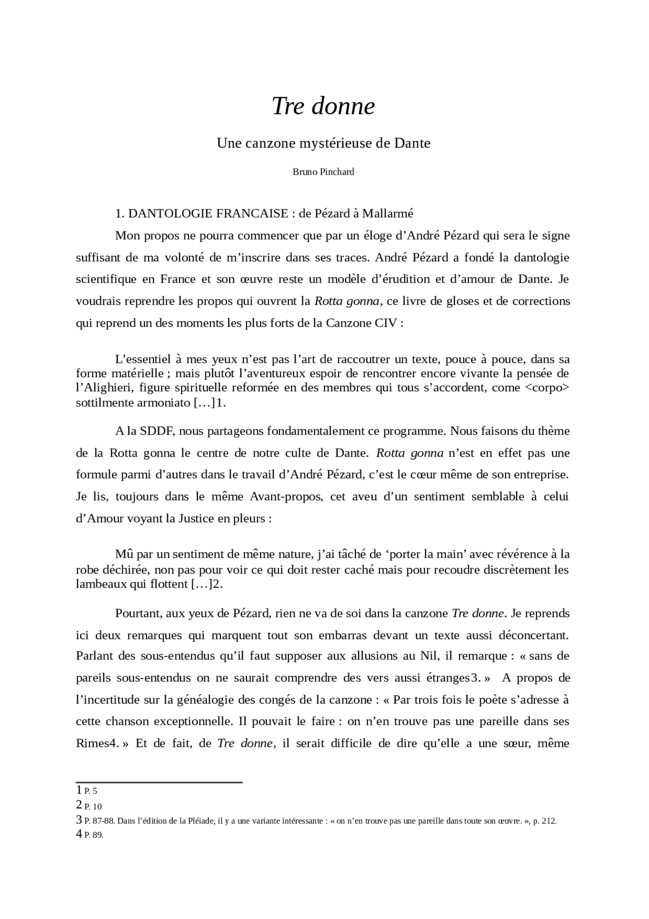 Lectura dantis di Pinchard - Docsity