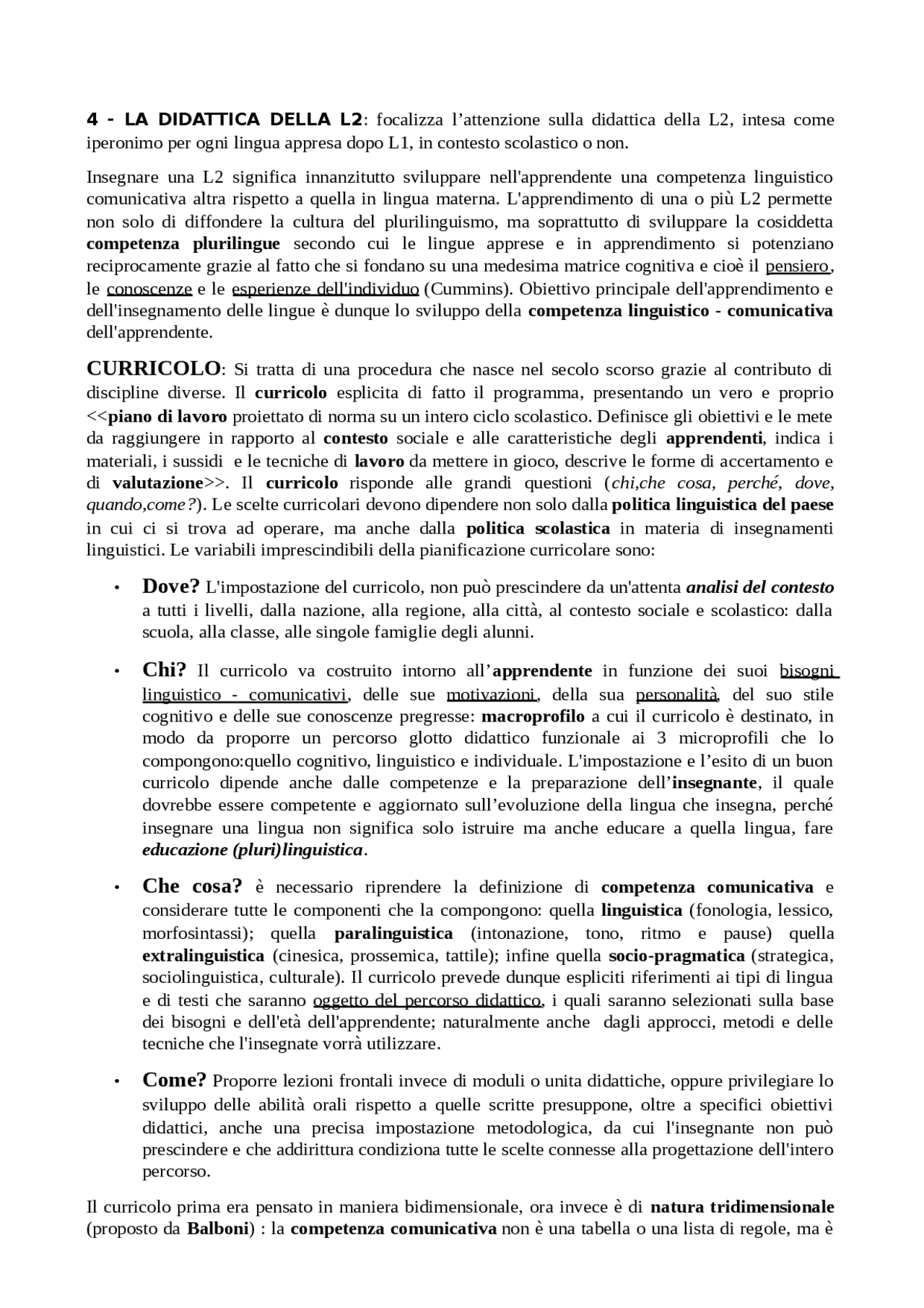Fondamenti Di Glottodidattica Chini Bosisio Capitolo 4 Docsity