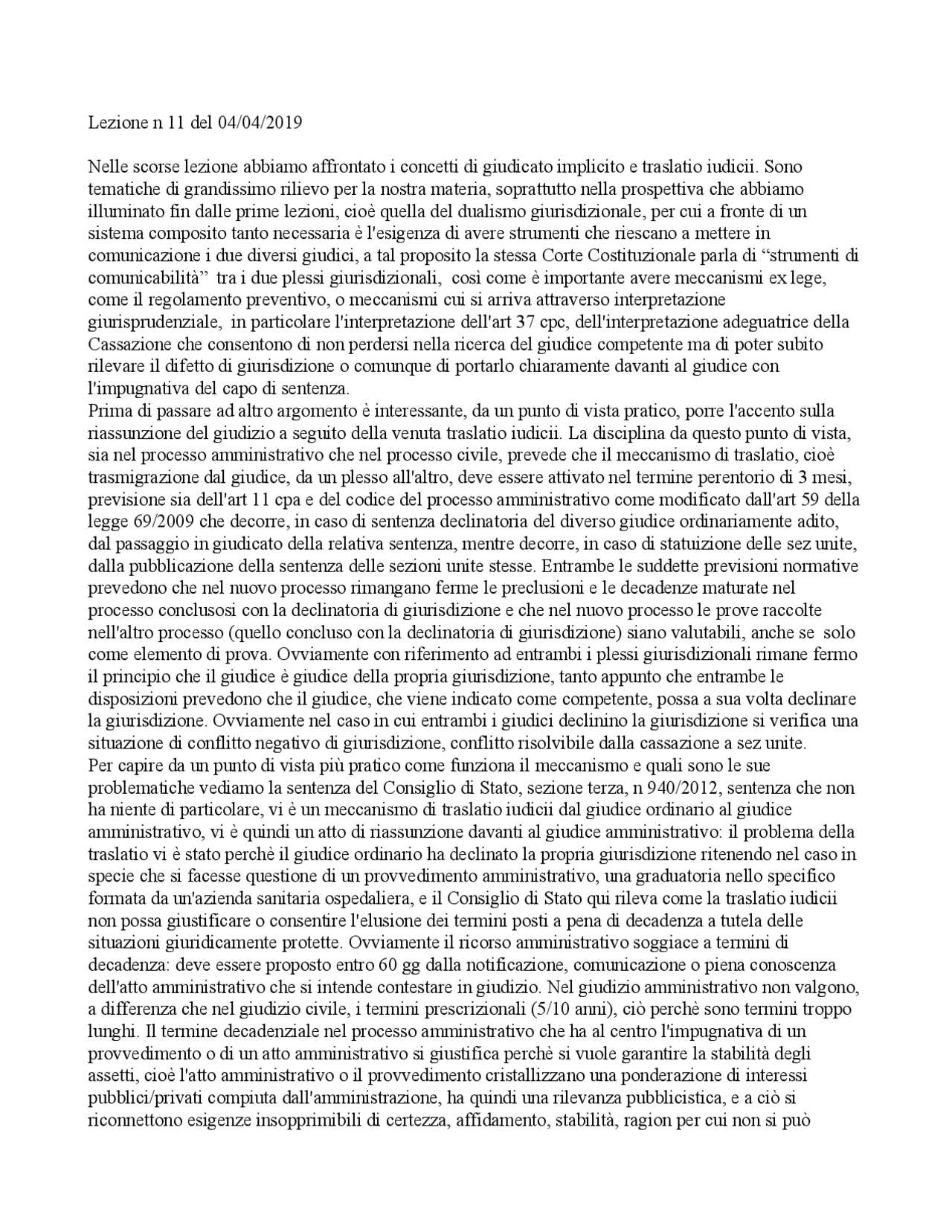 Procedura Civile Lezione 11 Docsity