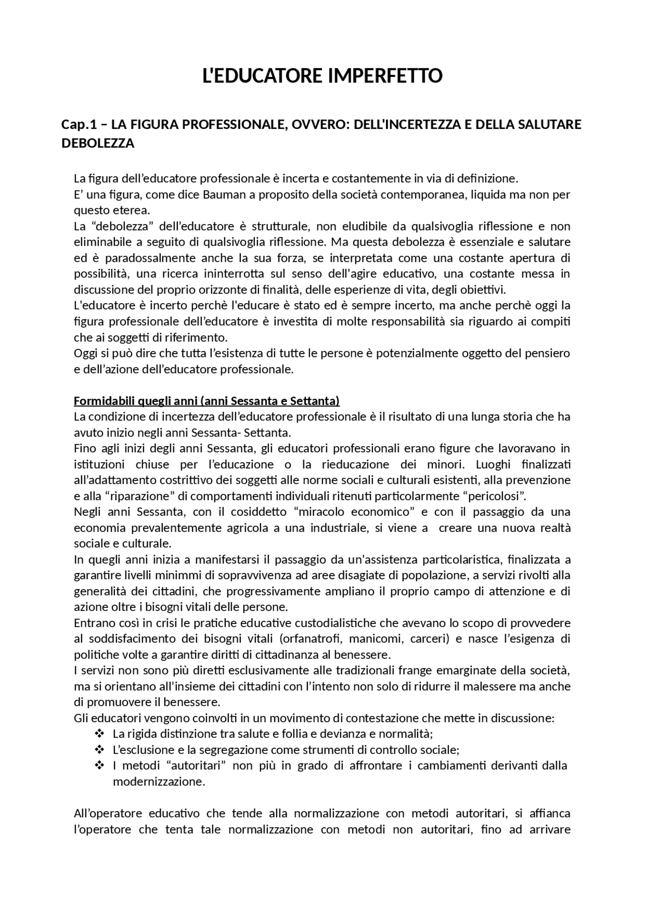 L'educatore imperfetto - Docsity