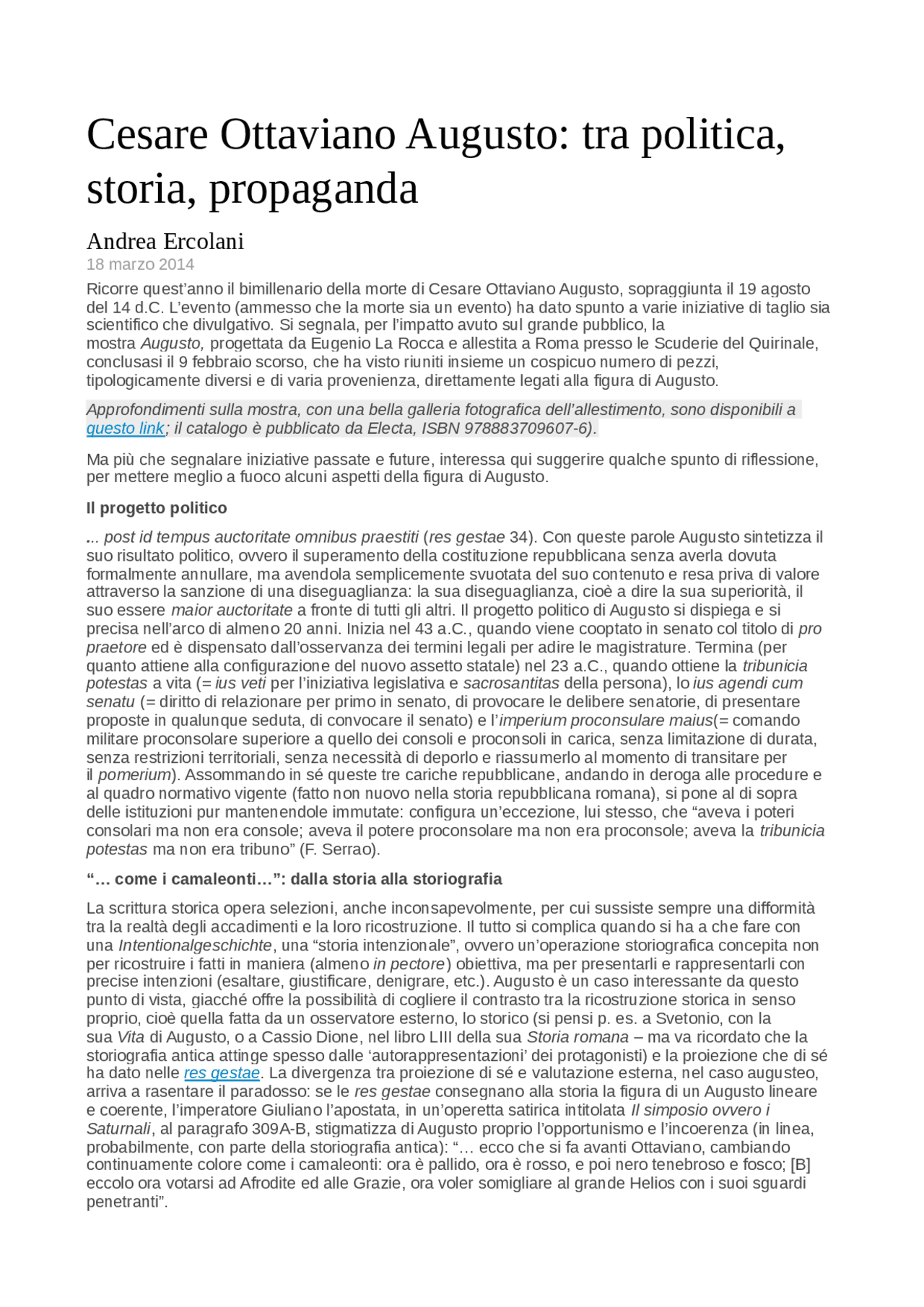 Cesare Ottaviano Augusto Docsity