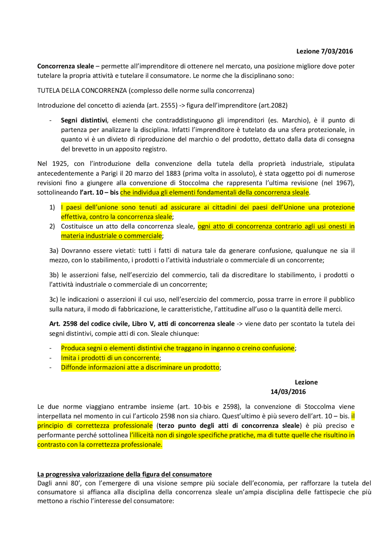 Diritto della Concorrenza - Docsity