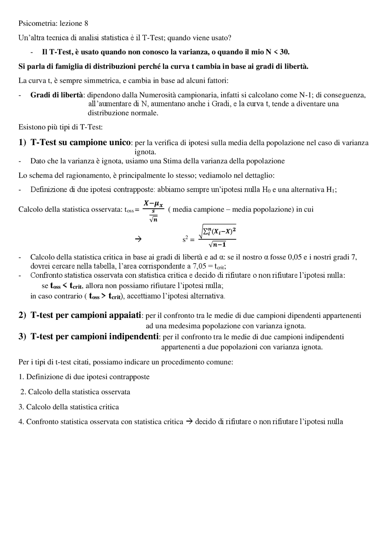 Appunti Psicometria Integrando Slides Docsity