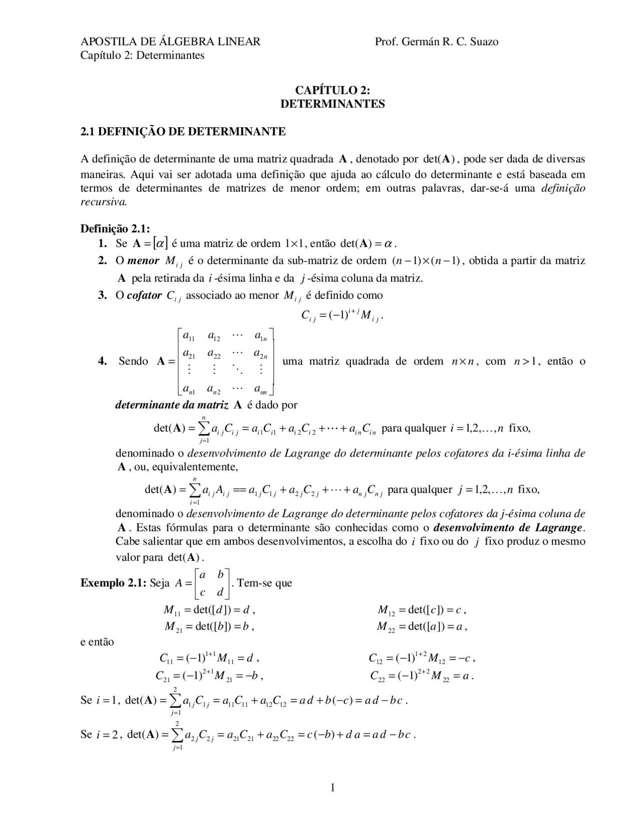 Conteudo de algebra linear - Docsity