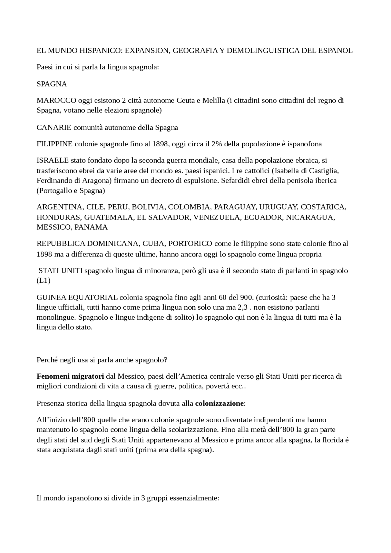 Appunti Di Lingua Spagnola 1 Docsity