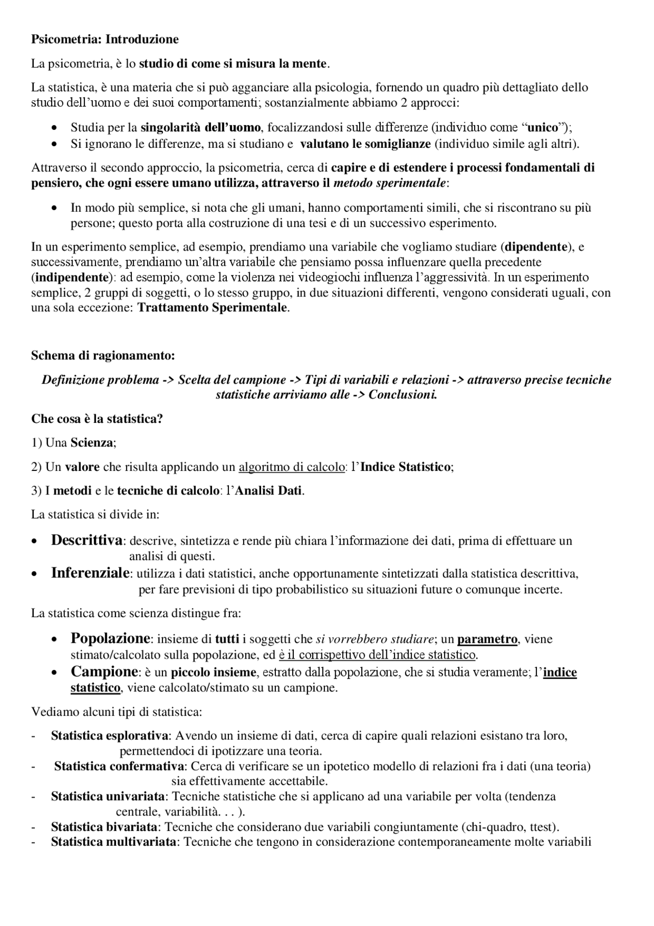 Appunti Psicometria Integrando Slides Docsity