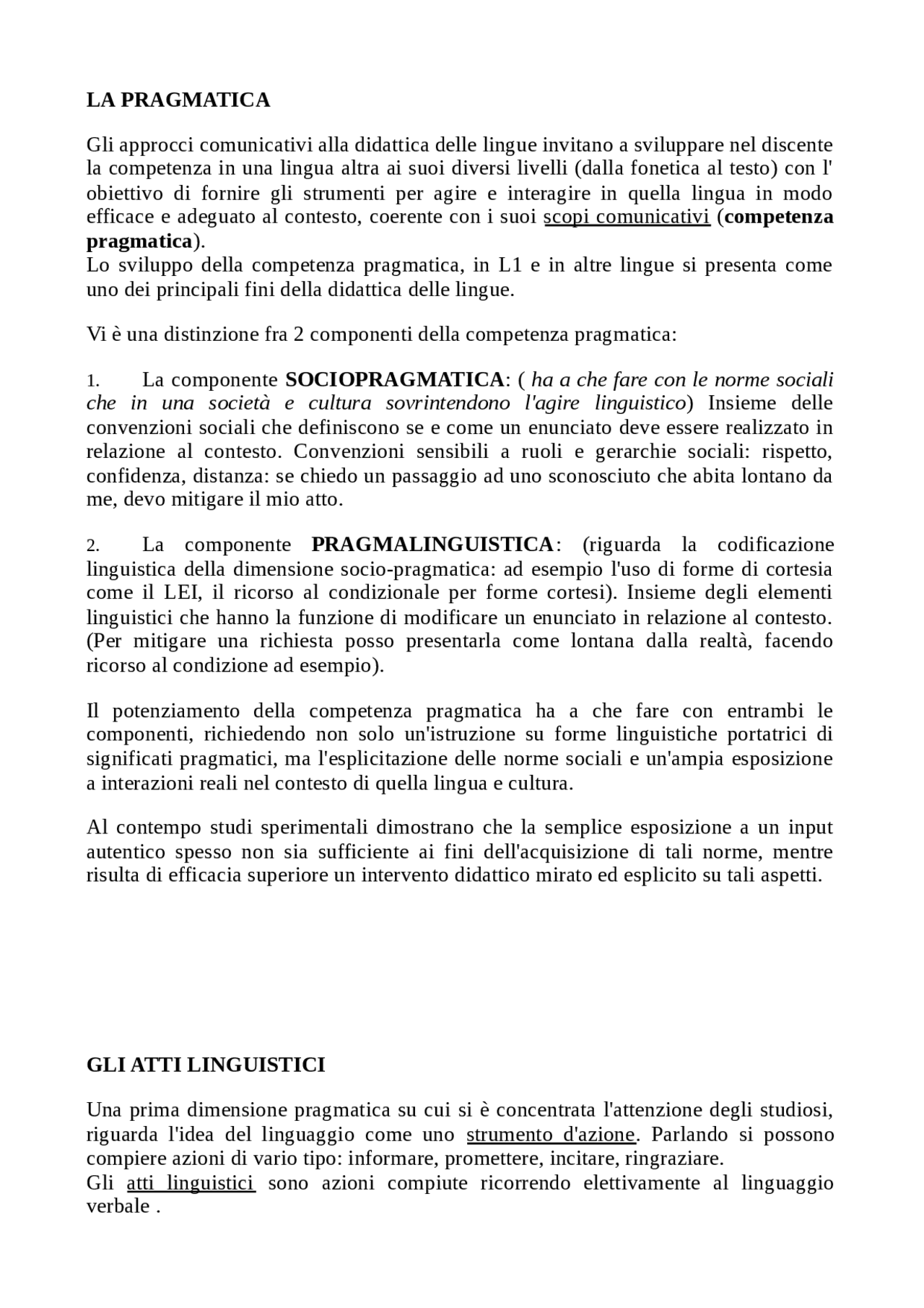 Fondamenti Di Glottodidattica Chini Bosisio La Pragmatica Docsity