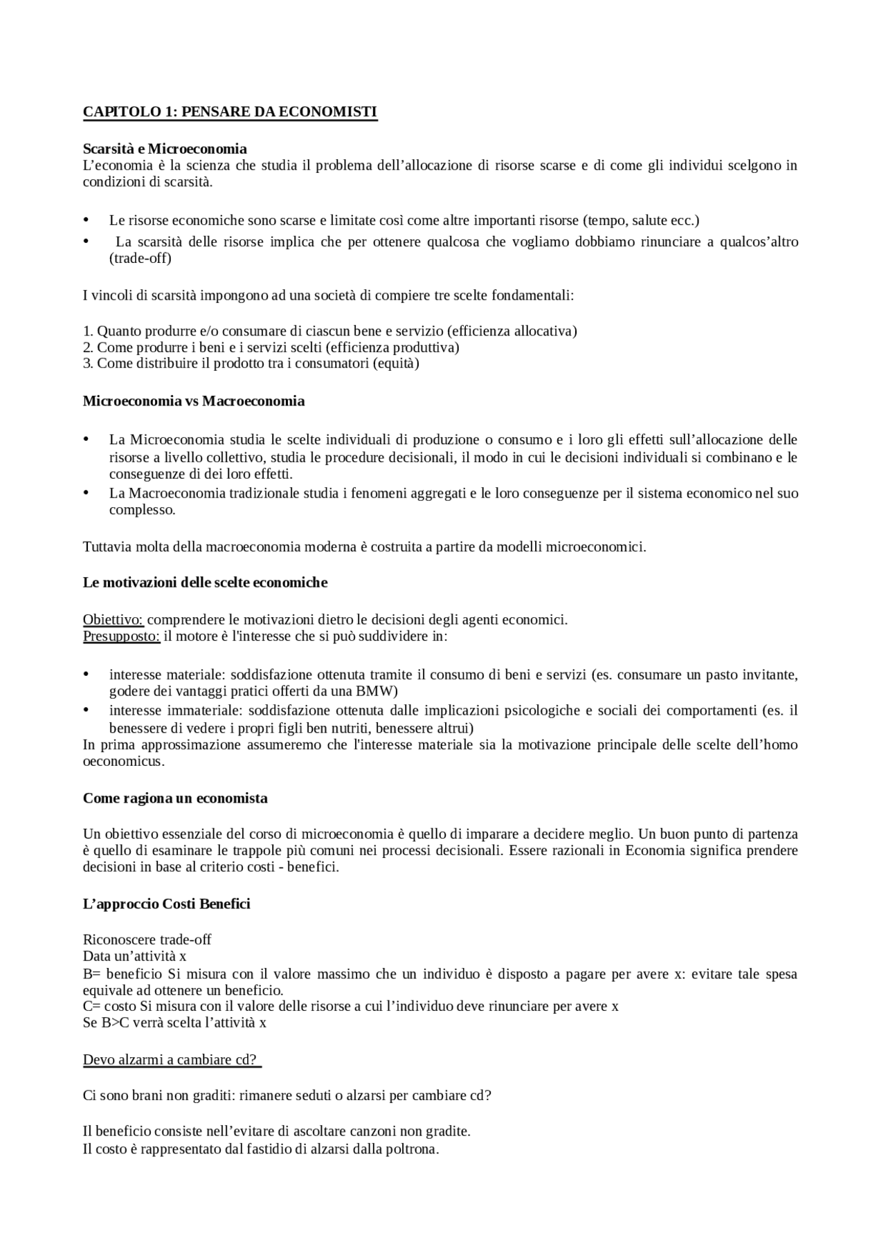 Appunti Schematici Microeconomia Docsity