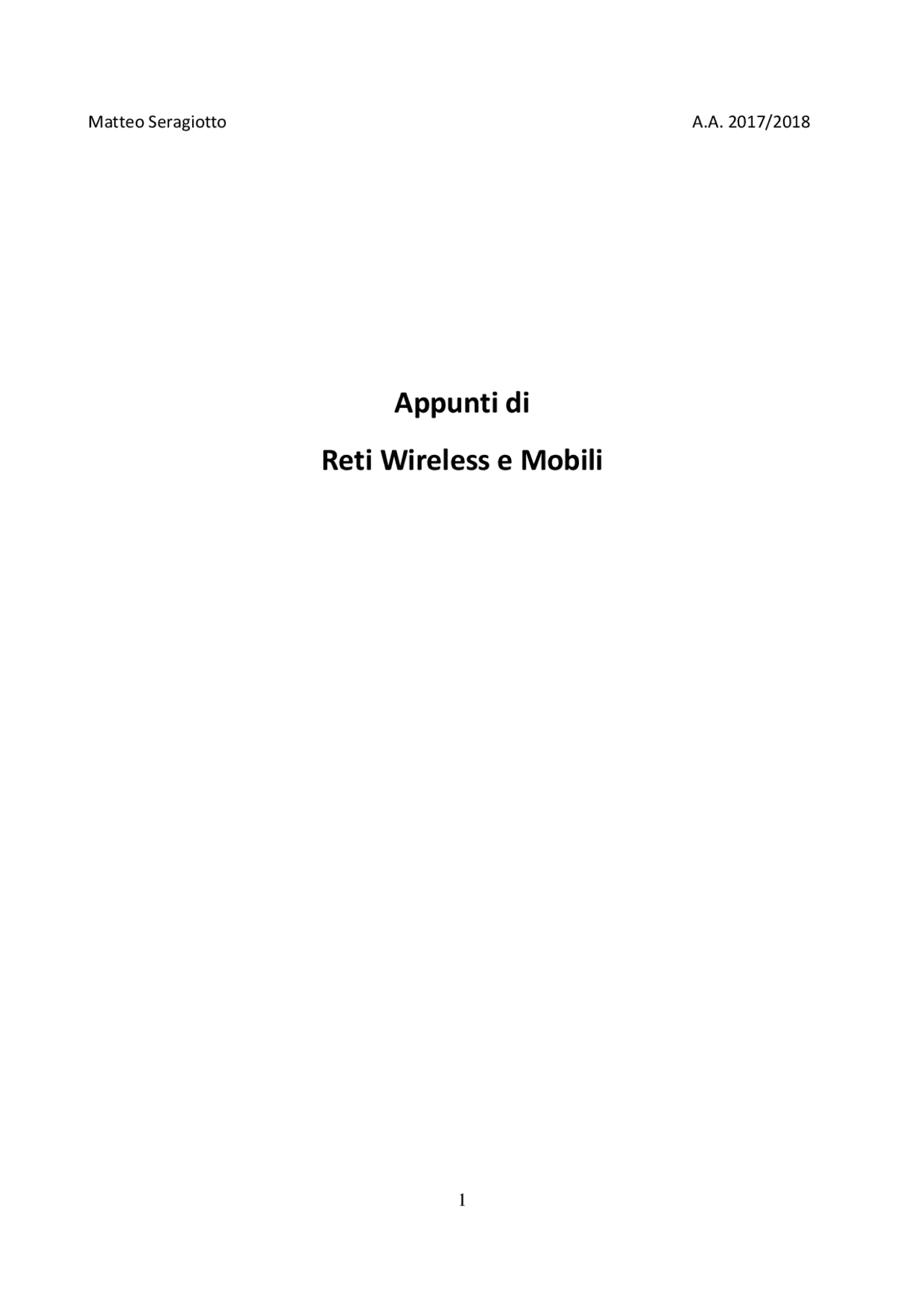 Appunti Di Reti Wireless E Mobili 20172018 Appunti Di Reti