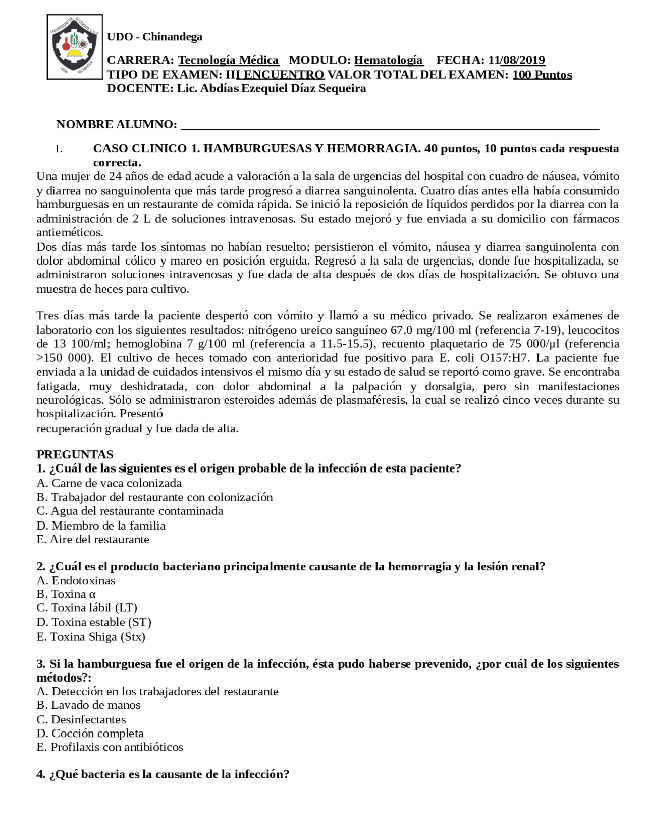Examen Tipo Test Microbiologia Ejercicios De Microbiología Docsity