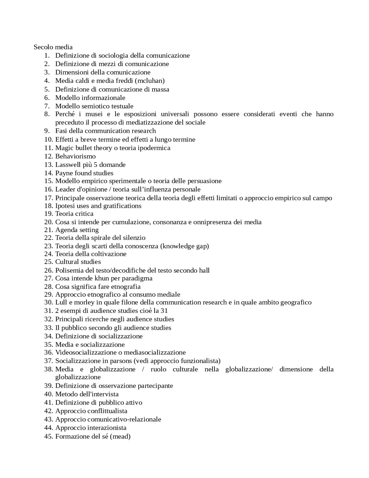 Domande Corso Sociologia Docsity