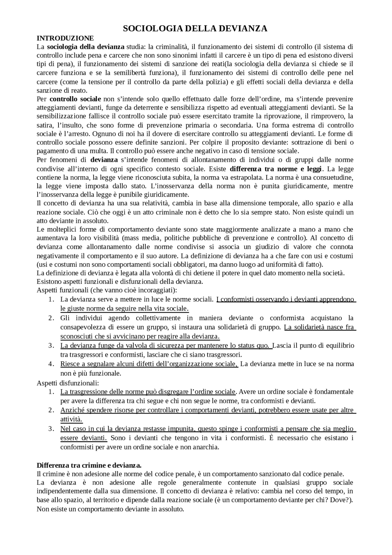 Sociologia Della Devianza Docsity