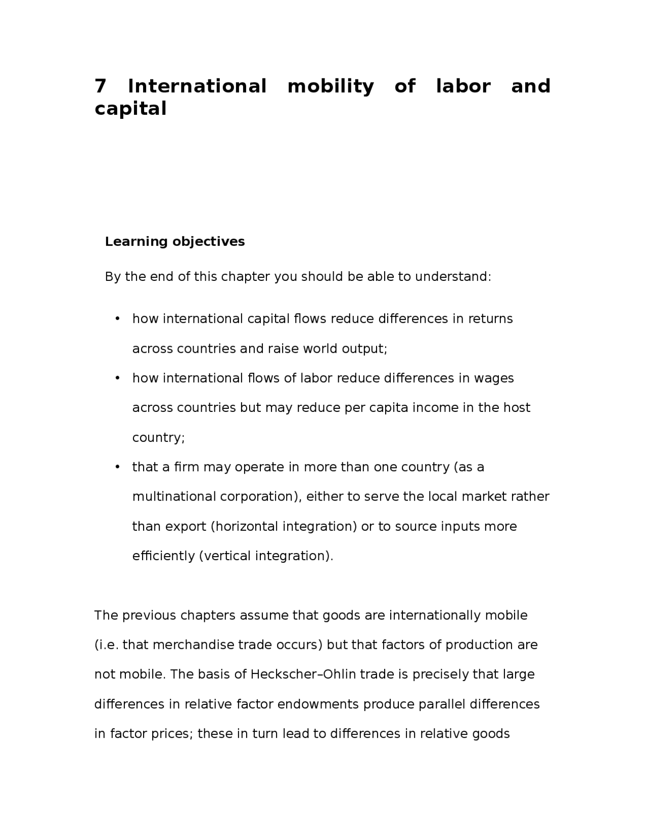 chapter 7 international mobility | Lecture notes Economics | Docsity