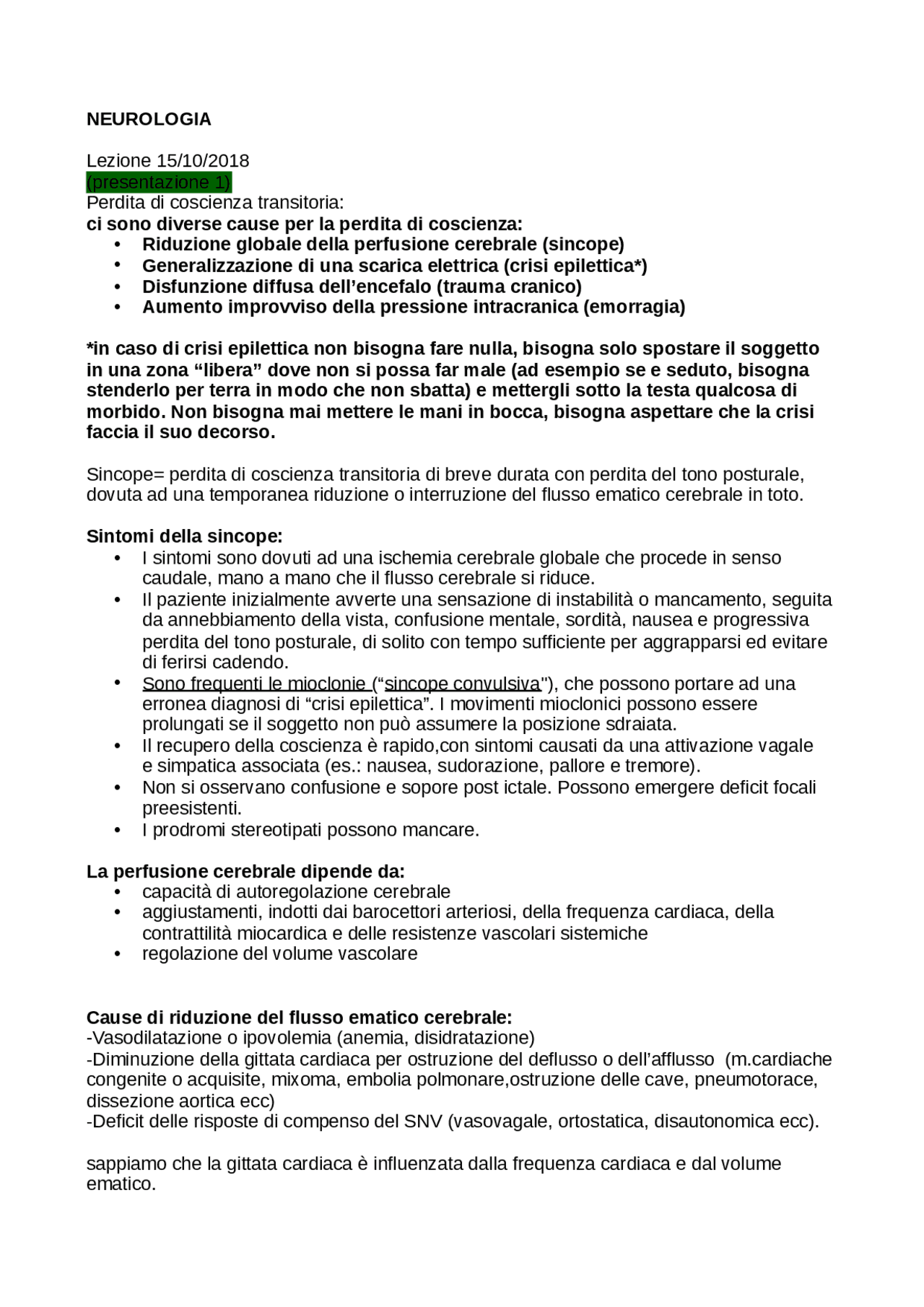 Neurologia Scienze Motorie Parma Docsity