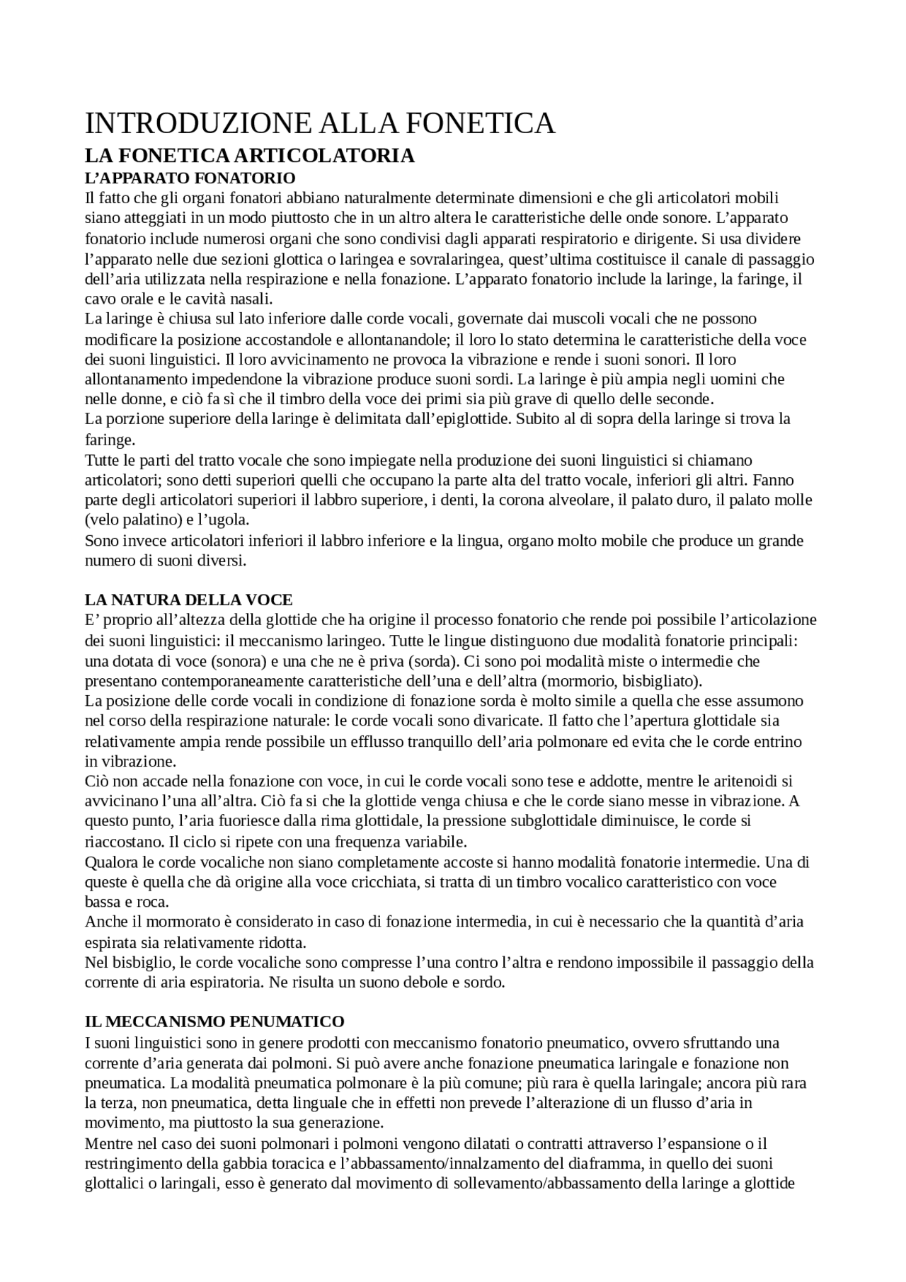 Riassunto Introduzione Alla Fonetica Di Massimo Prada Docsity