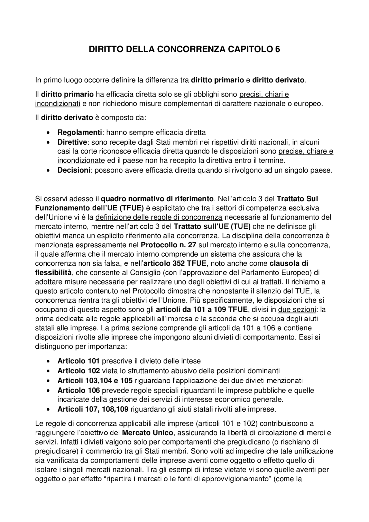 Riassunto Diritto della concorrenza - Schepisi Cristina - Docsity