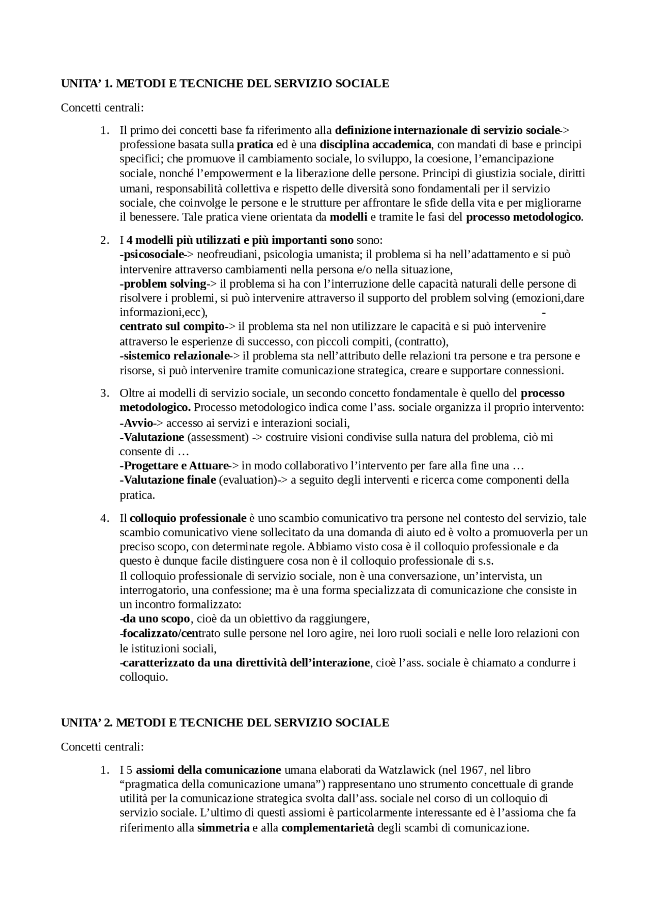 Metodi E Tecniche Del Servizio Sociale Docsity