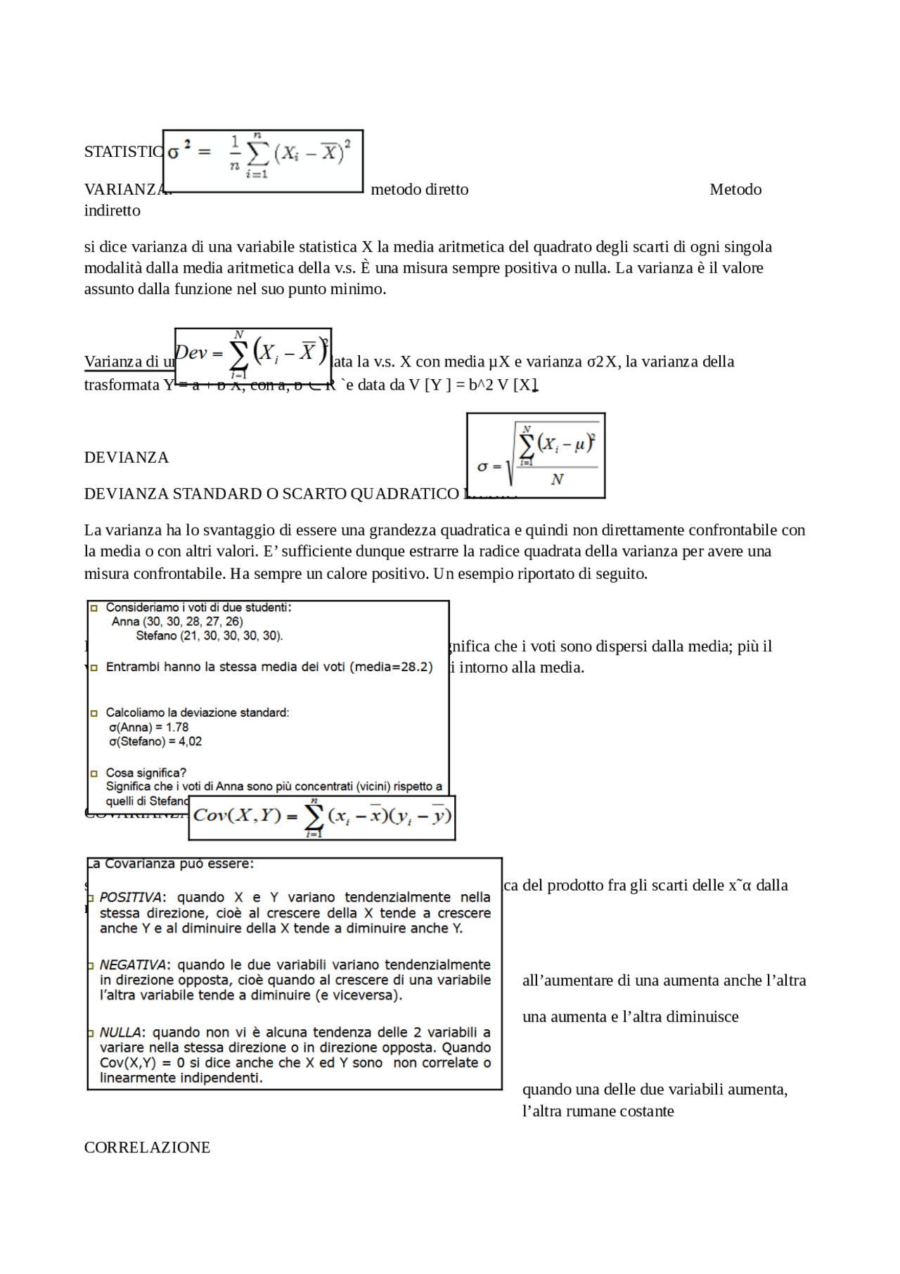 Formule Statistica Commentate Docsity