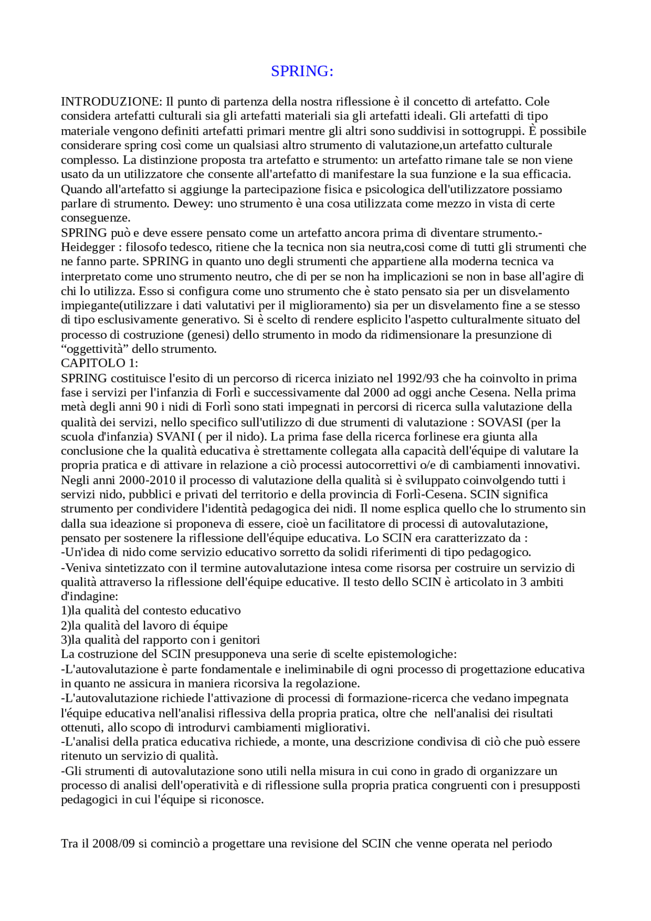 Progettazione Valutazione E Documentaazione Docsity