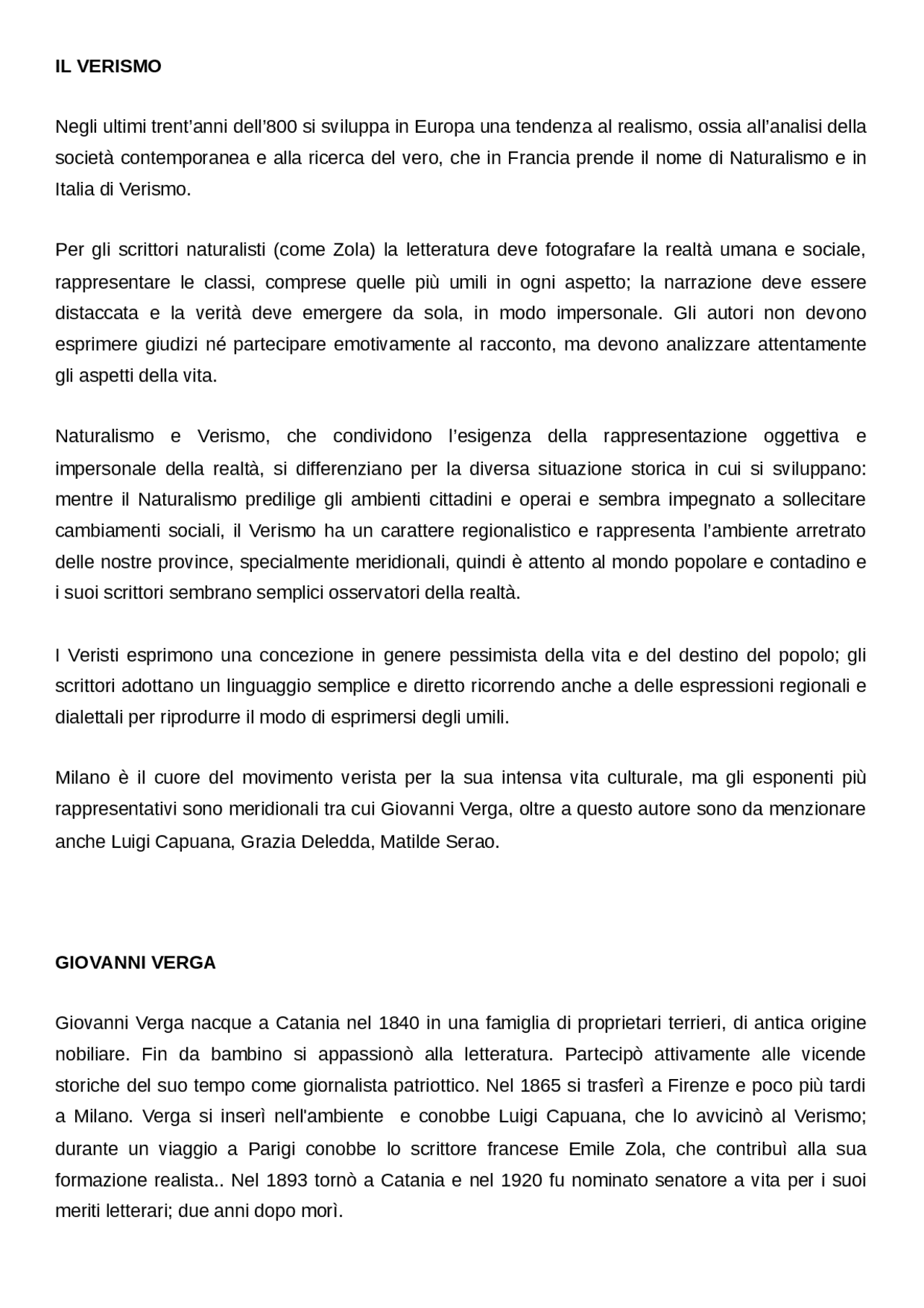 Verismo - movimento della letteratura italiana - Docsity