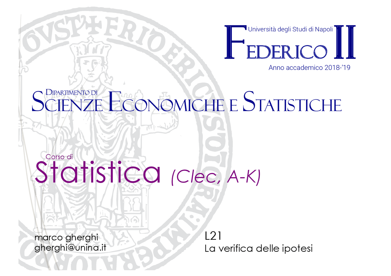 La Verifica Delle Ipotesi Docsity