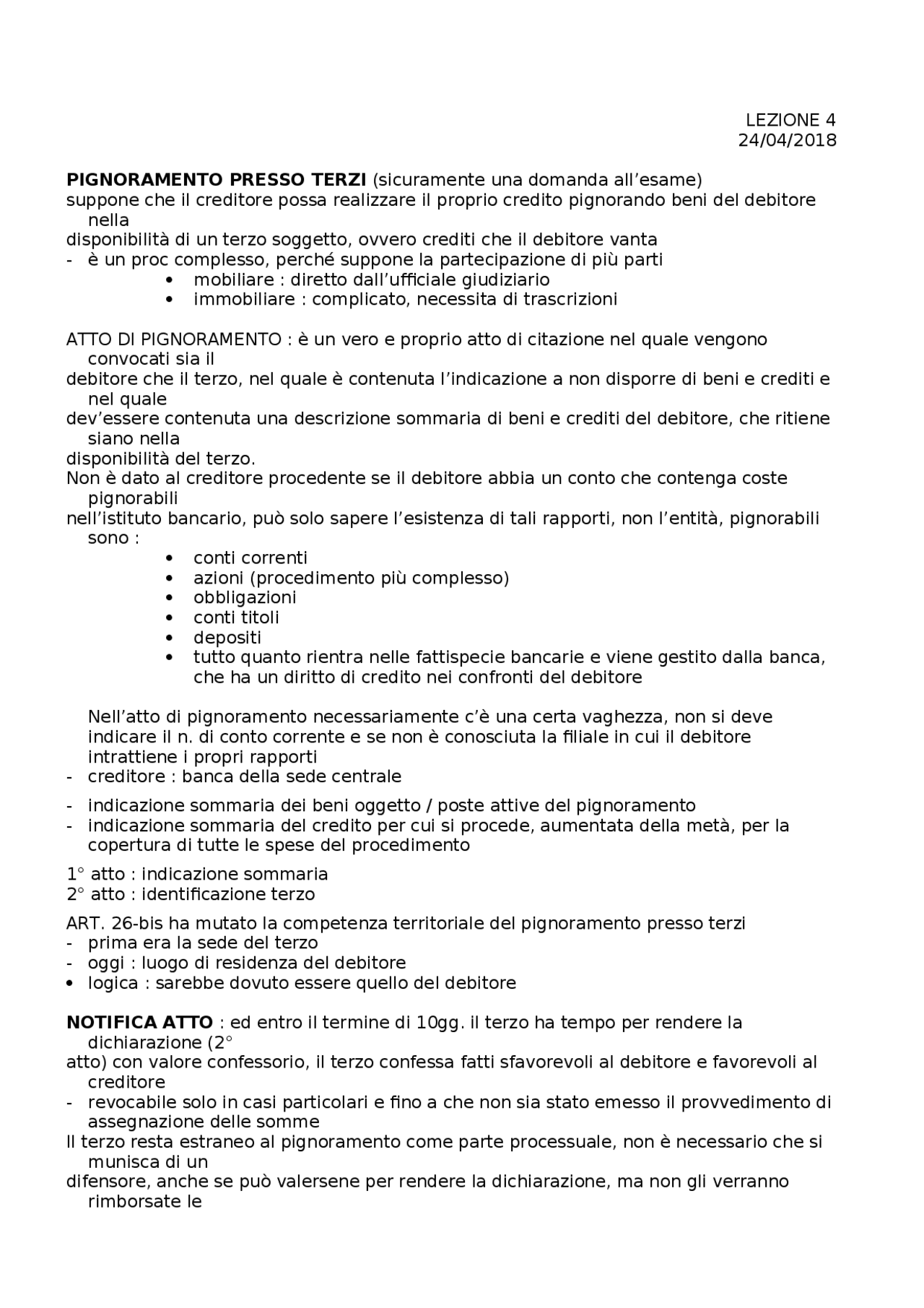 Esercitazione Procedura Civile Ii Docsity