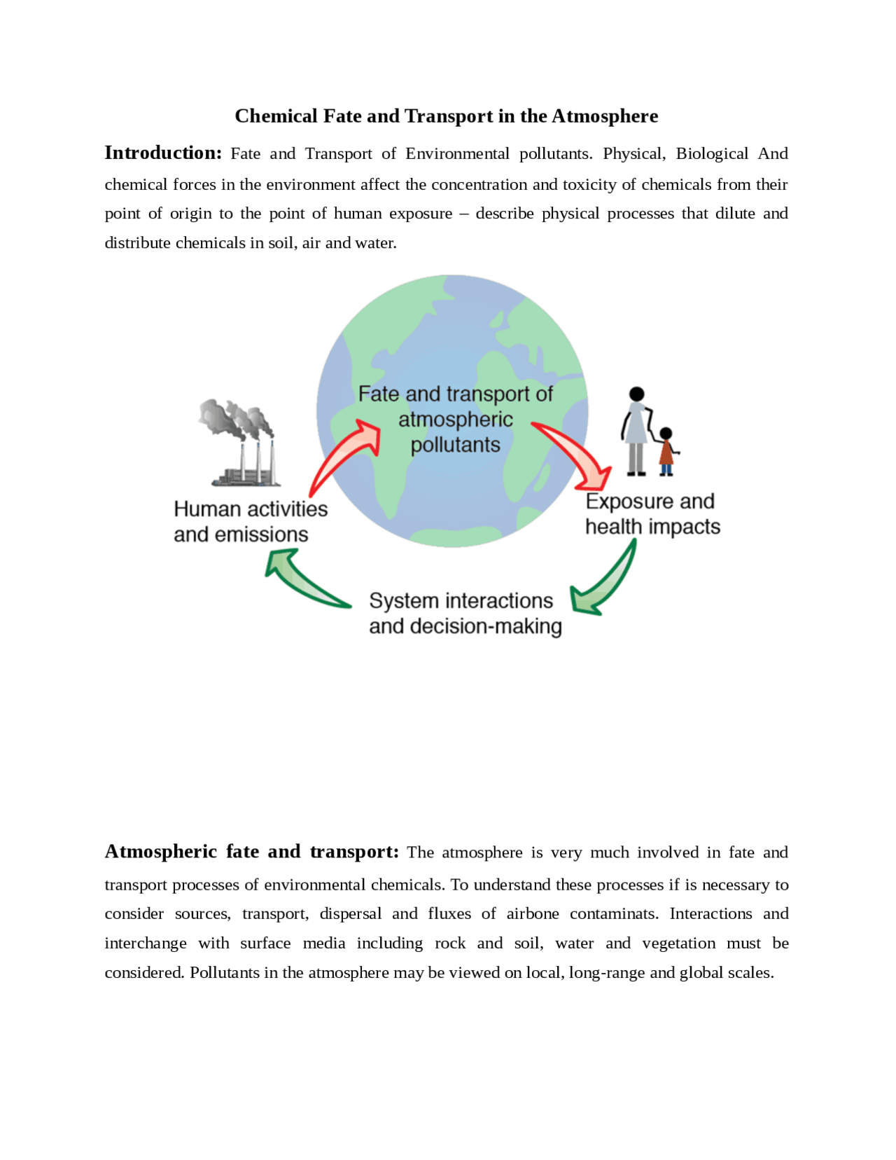Chemical fate and transport in the atmospher. | Lecture notes Earth ...