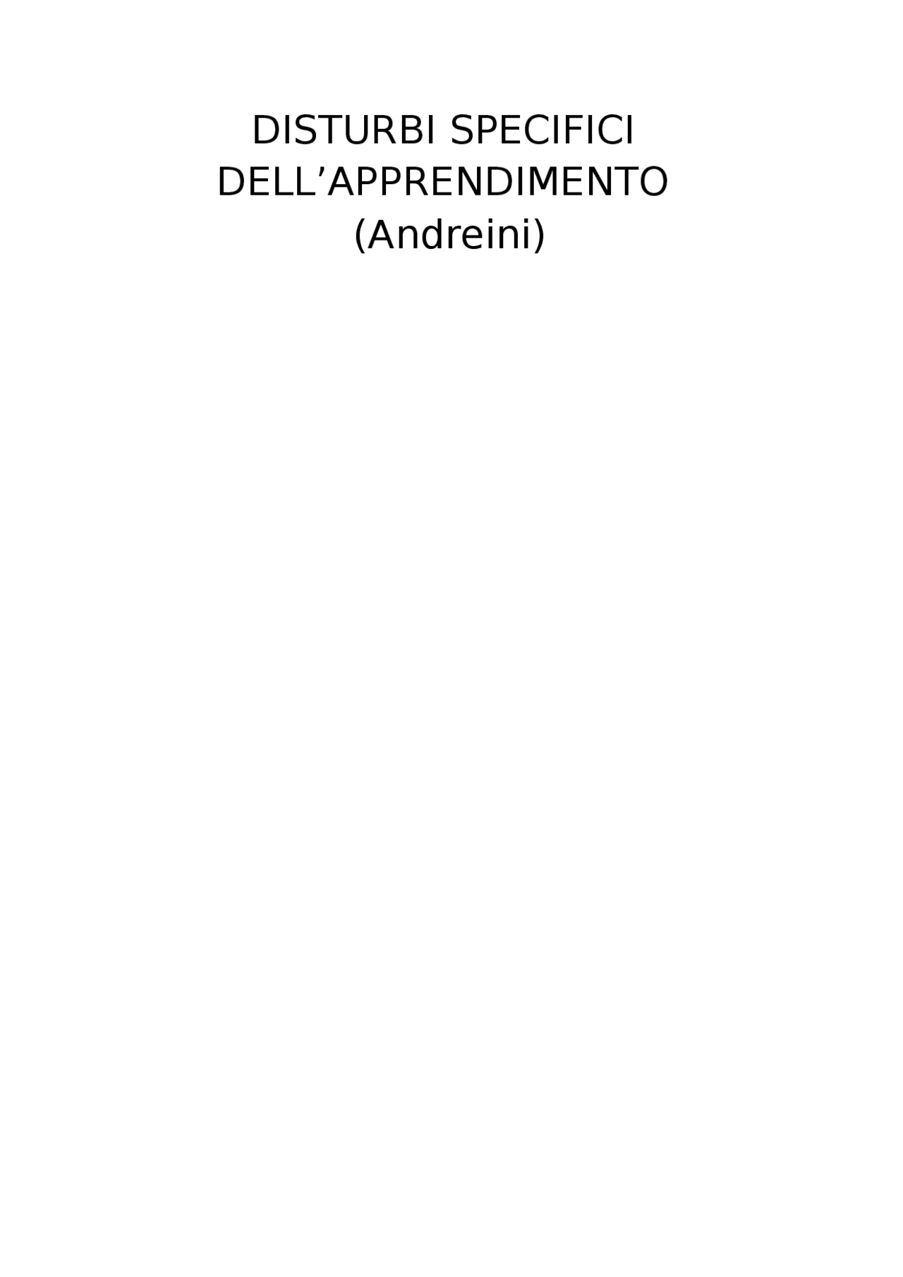 Appunti Disturbi Dellapprendimento Docsity