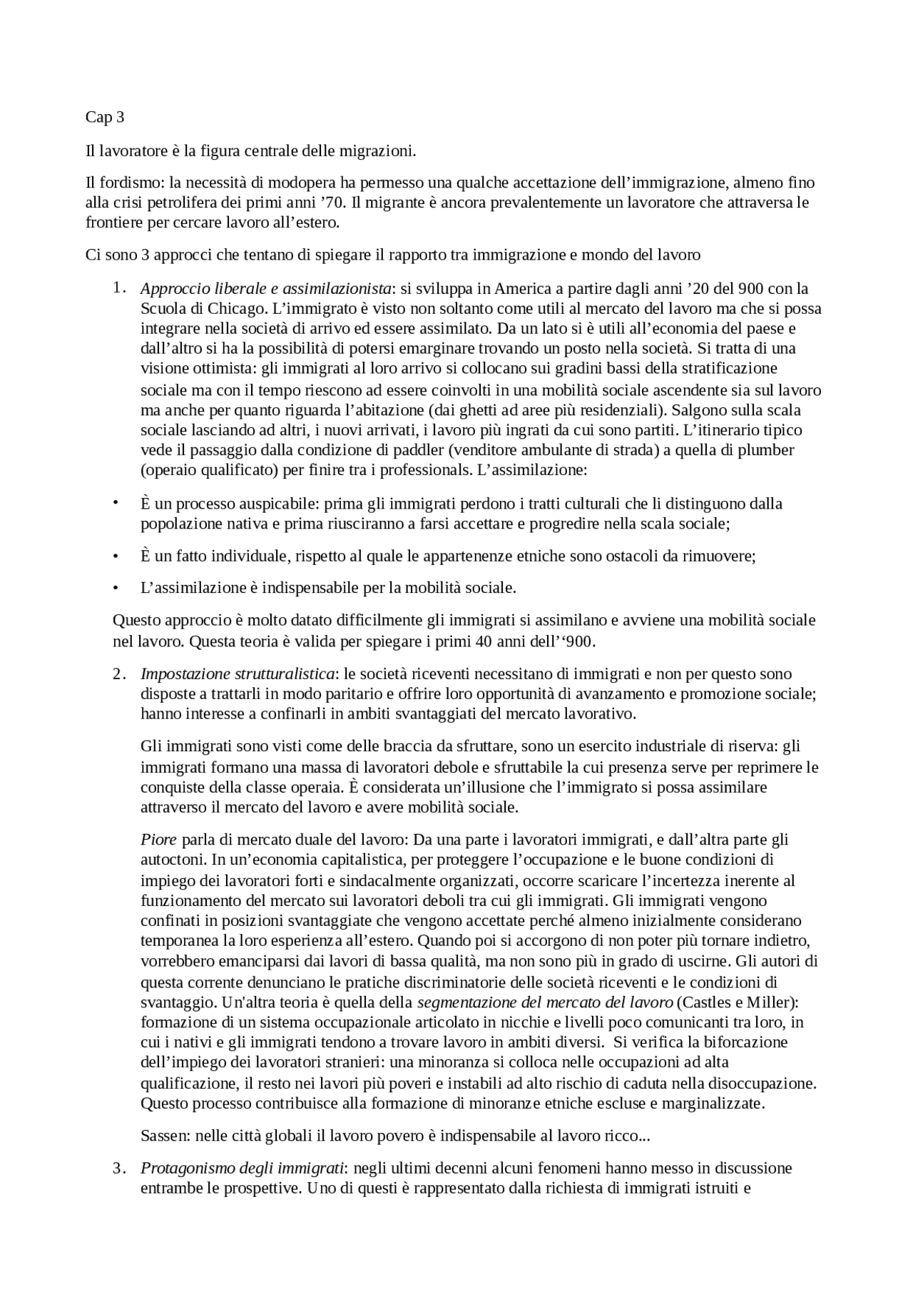 Ambrosini Sociologia Delle Migrazioni Cap 3 Docsity
