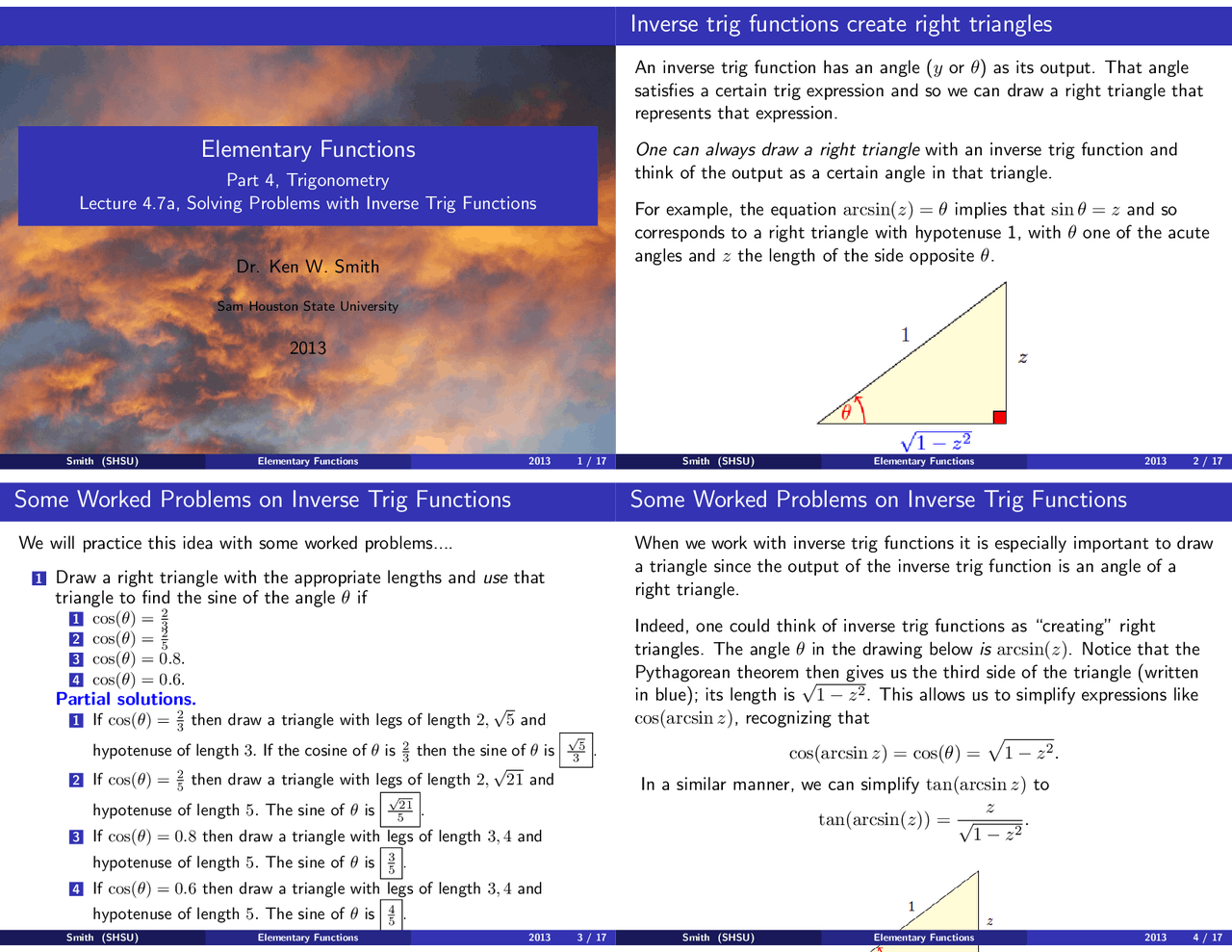 Solving inverse Trig Functions | Exams Mathematics | Docsity