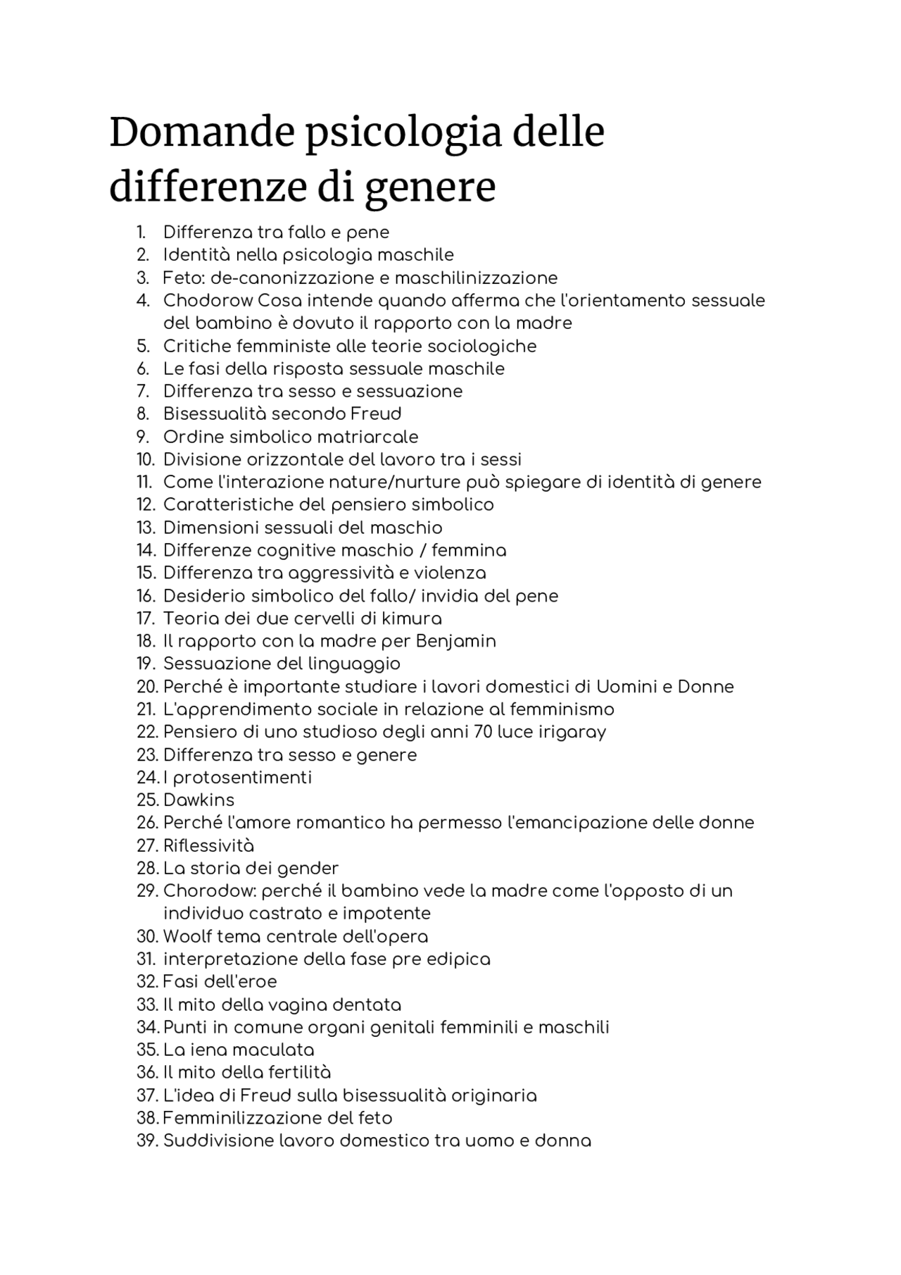 Psicologia Delle Differenze Di Genere Docsity