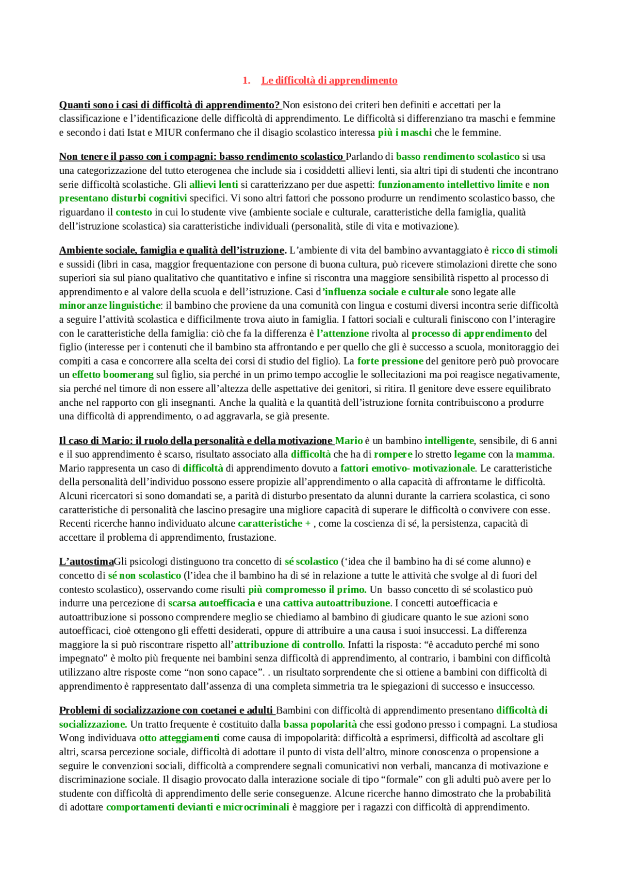 Difficoltà E Disturbi Dellapprendimento Cornoldi Docsity