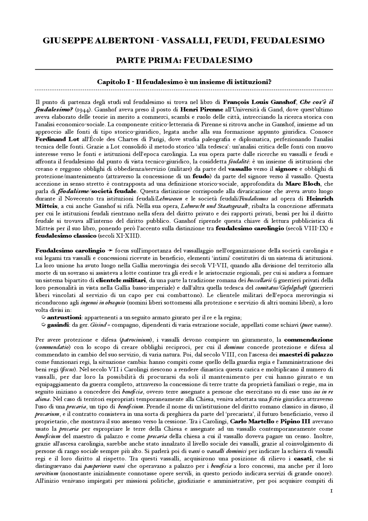 Giuseppe Albertoni Vassalli Feudi Feudalesimo Docsity