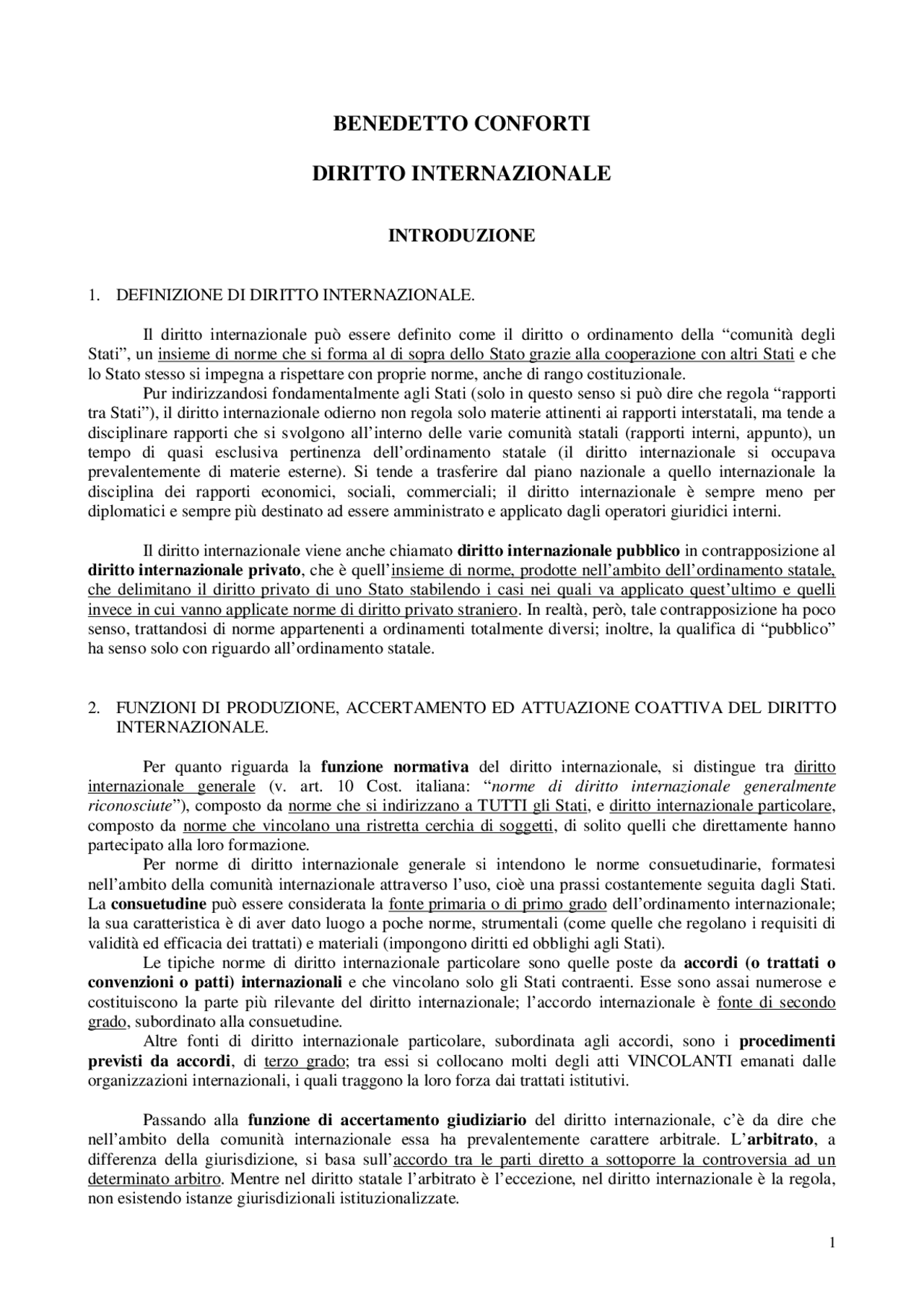 Diritto Internazionale Di Benedetto Conforti Docsity