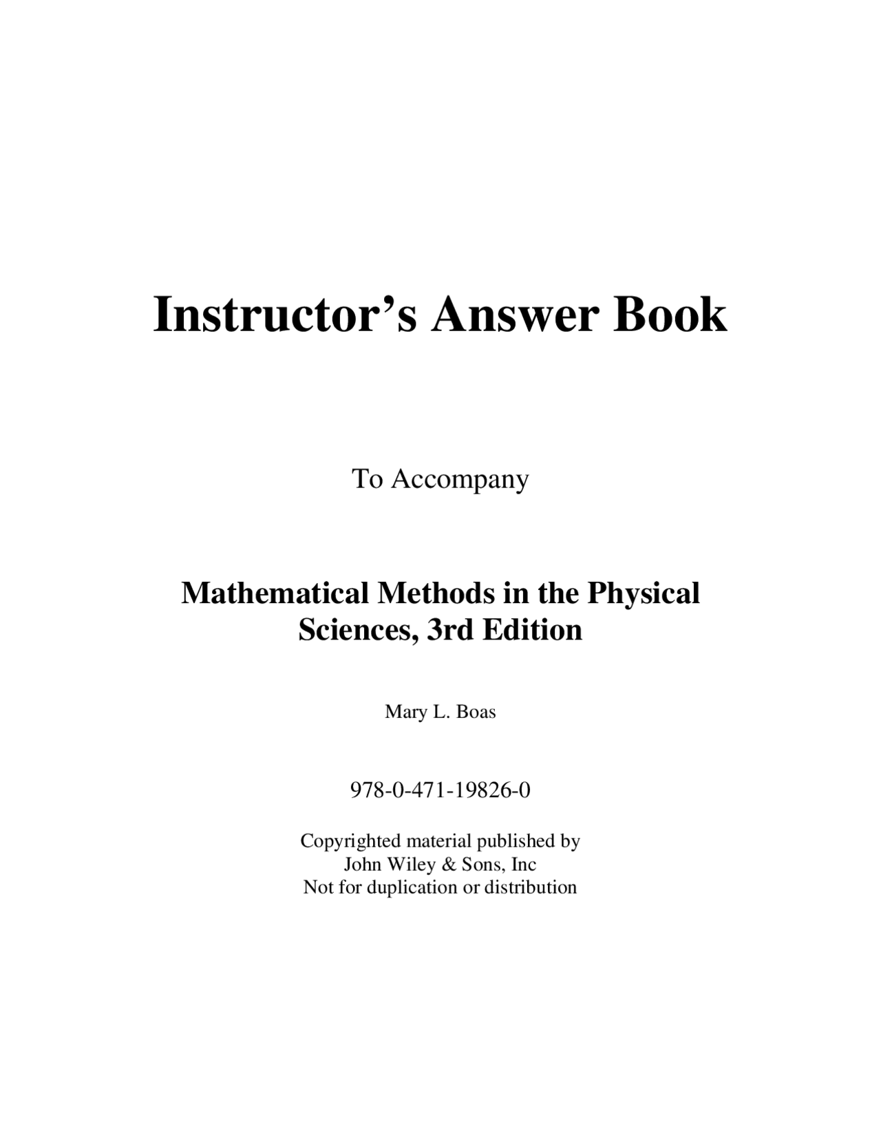 Mathematical Methods In The Physical Sciences Docsity