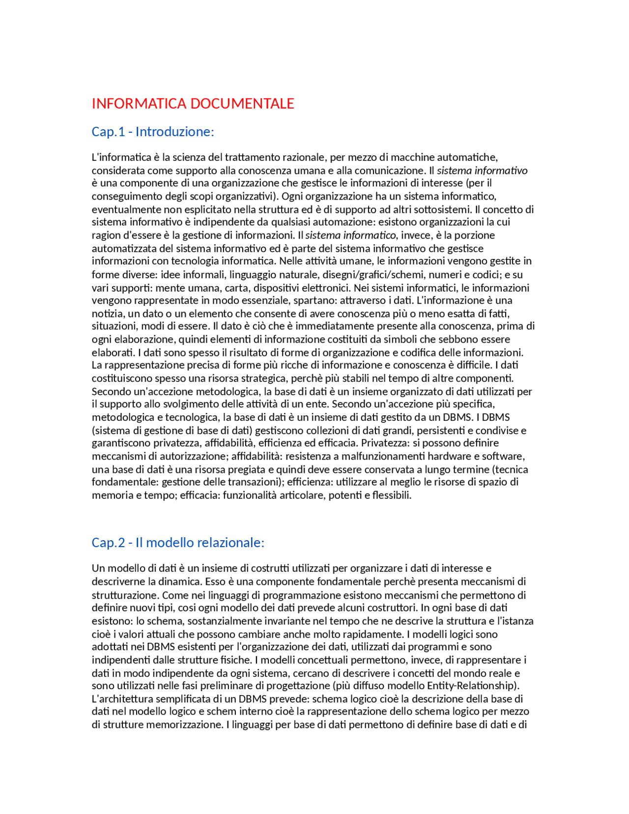 Informatica Documentale - Docsity