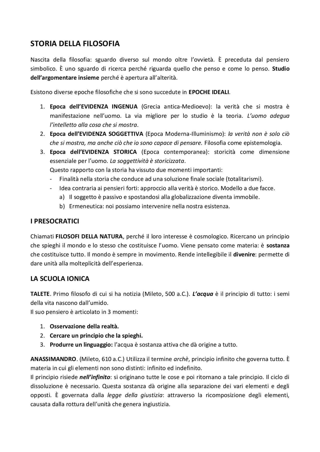 Storia Della Filosofia Riassunto Completo Docsity