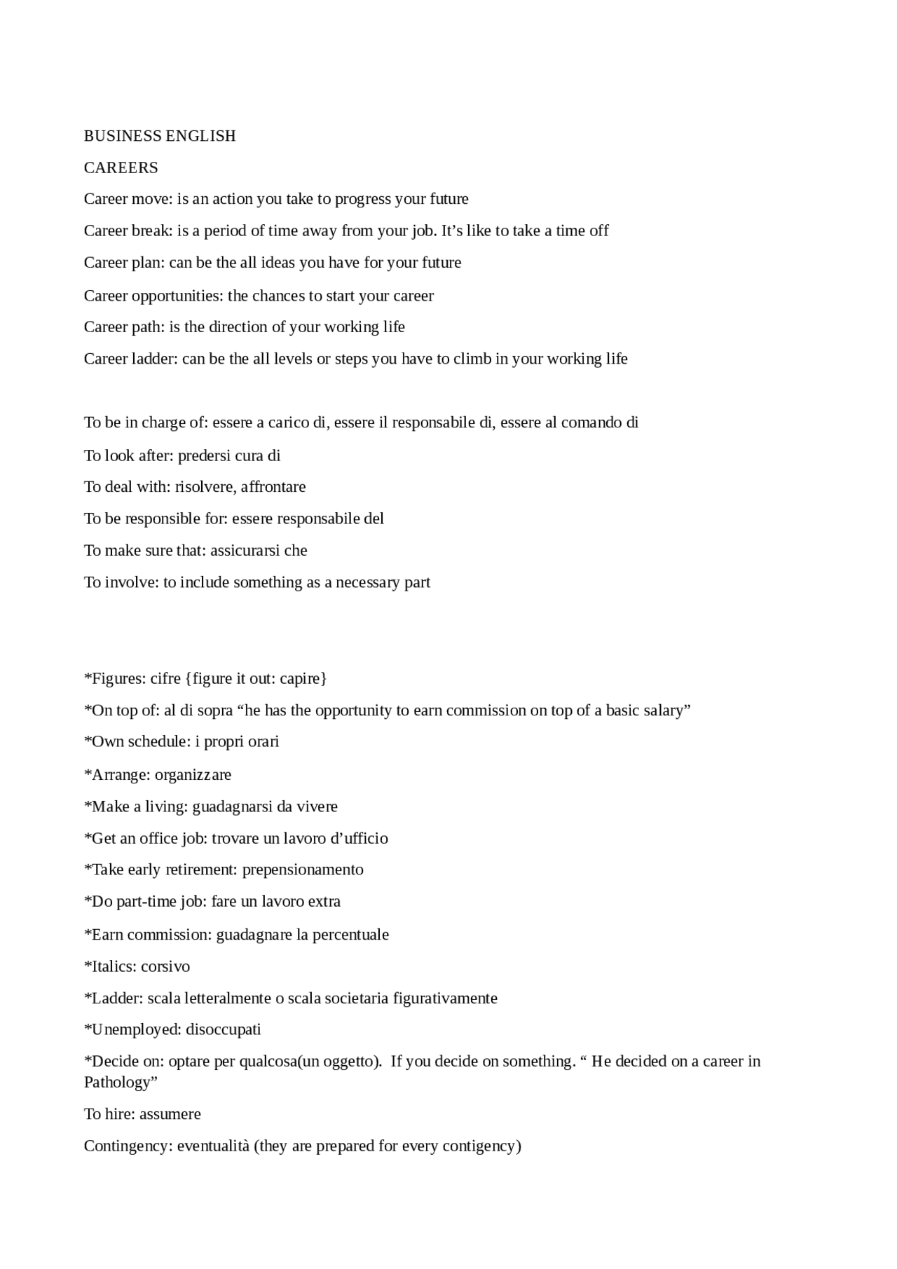 Professional english 1 IULM RPCI PRE INTERMEDIATE - Docsity