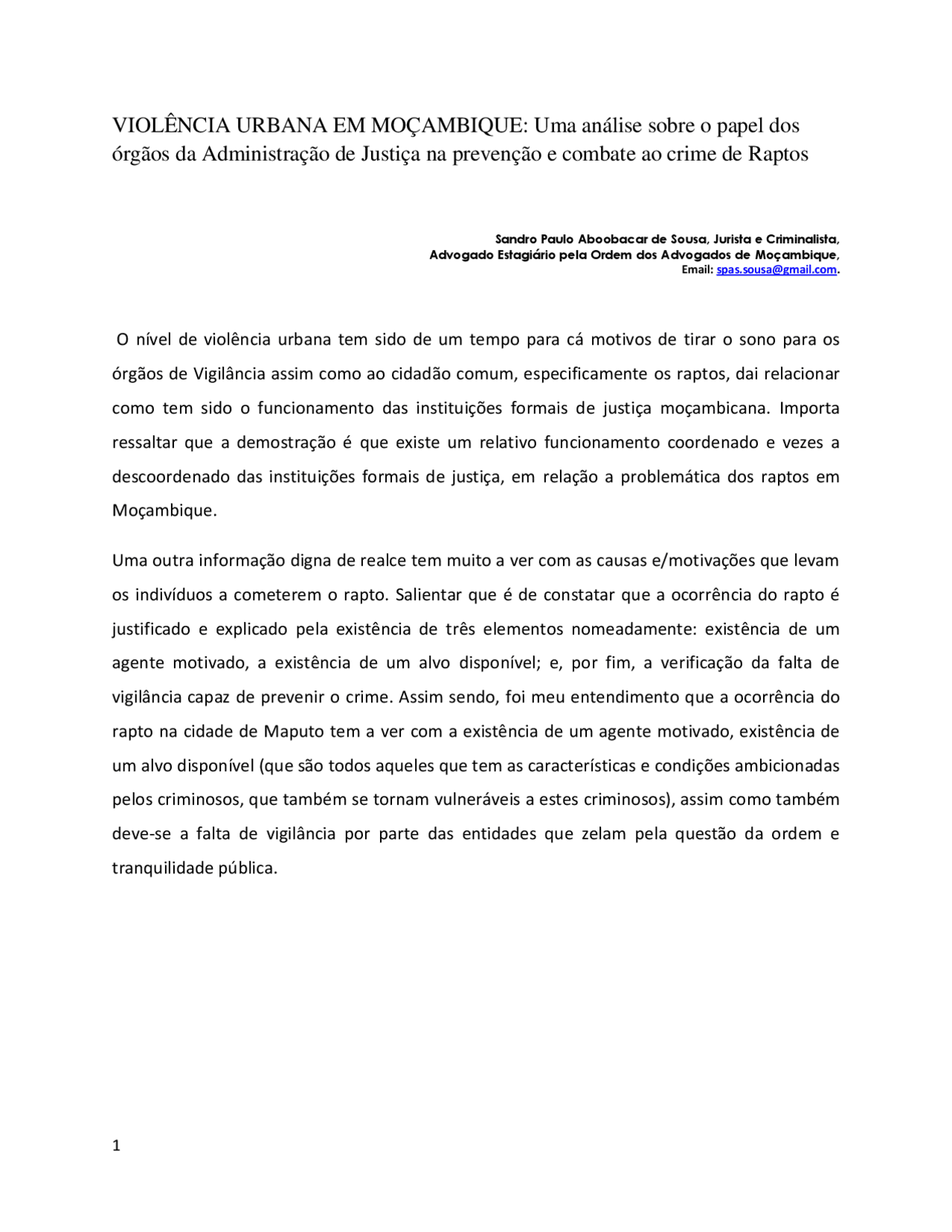 Raptos em Mocambique | Manuais, Projetos, Pesquisas Sociologia Crime e ...