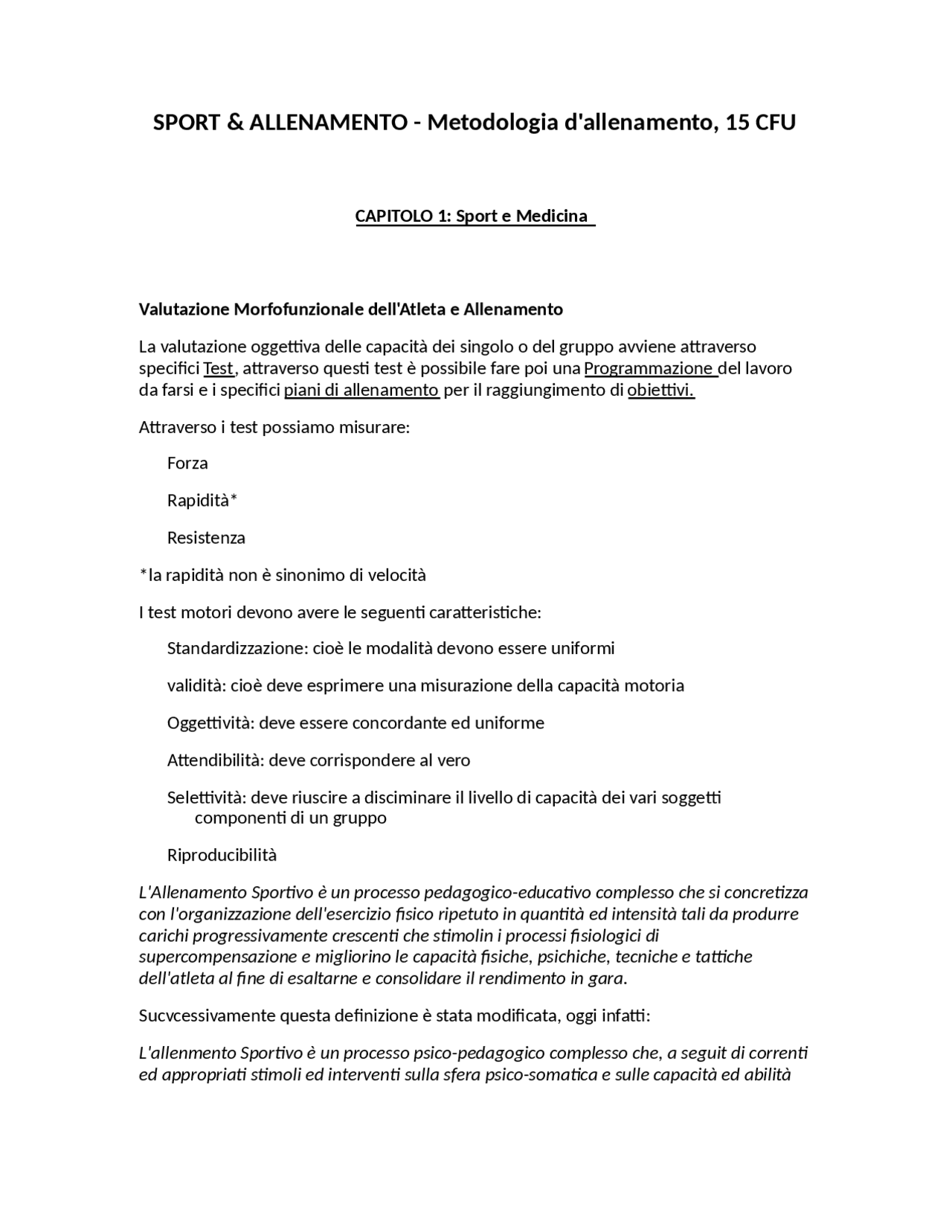 Teoria E Metodologia Dellallenamento Docsity