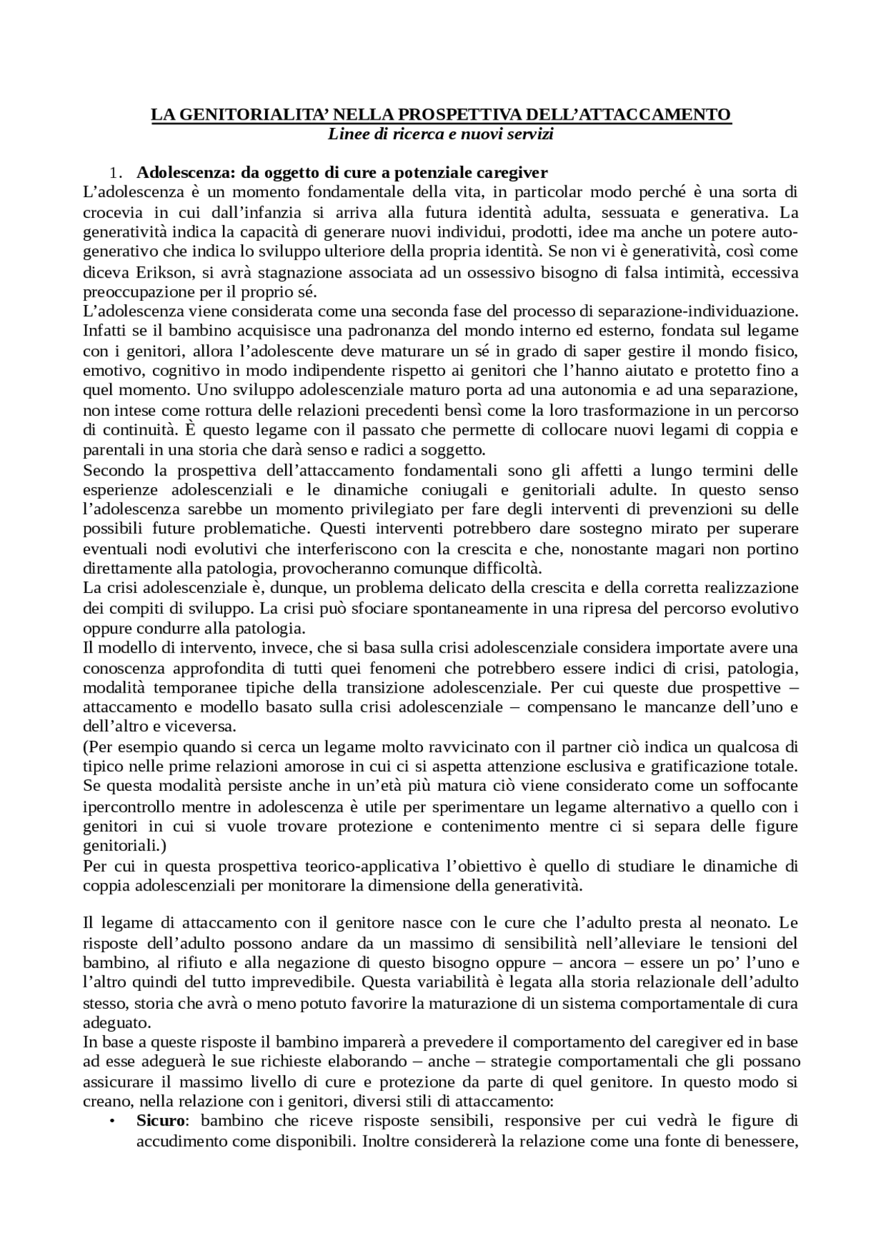 Libro La Genitorialità Docsity