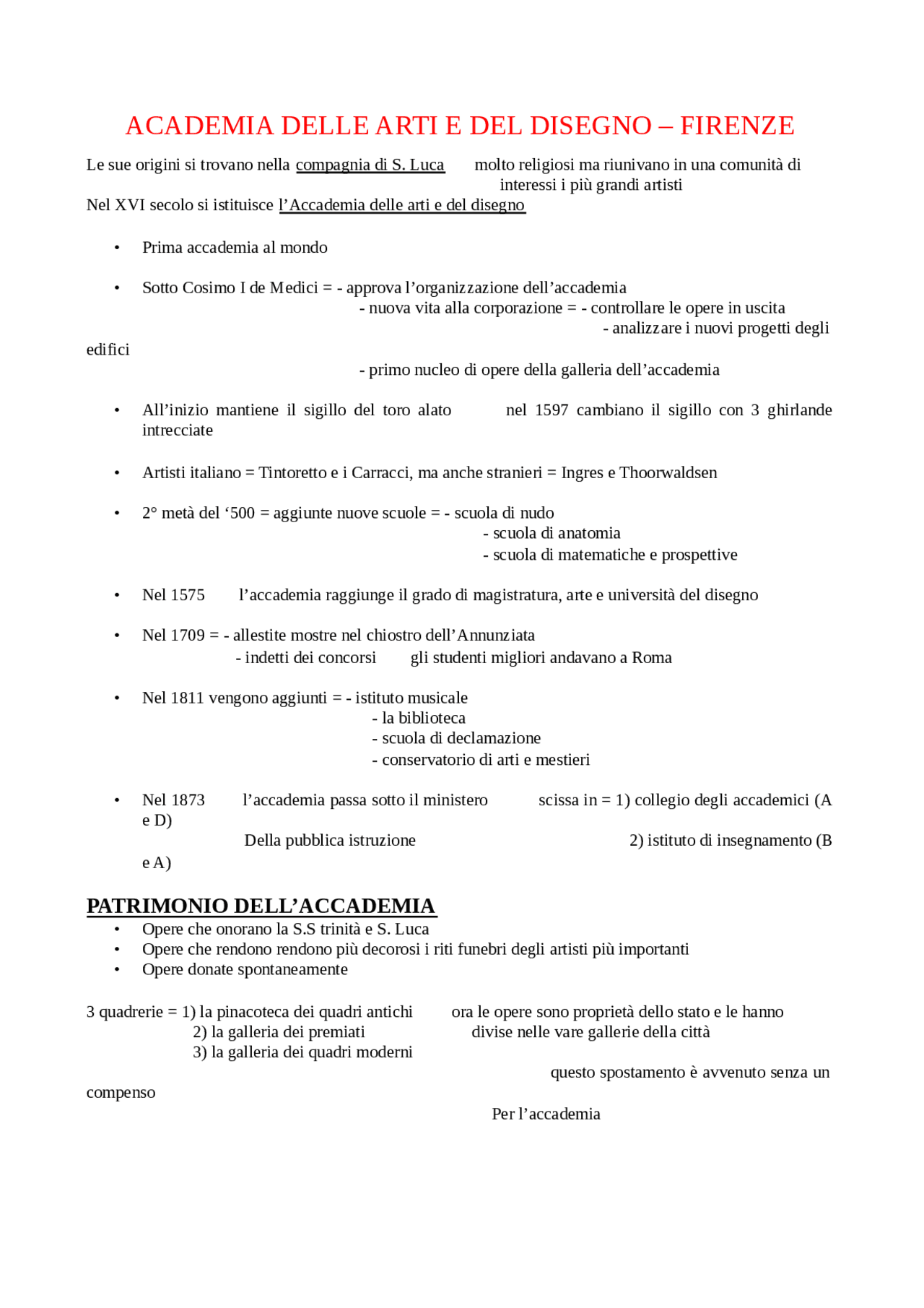 Accademia Di Firenze Docsity