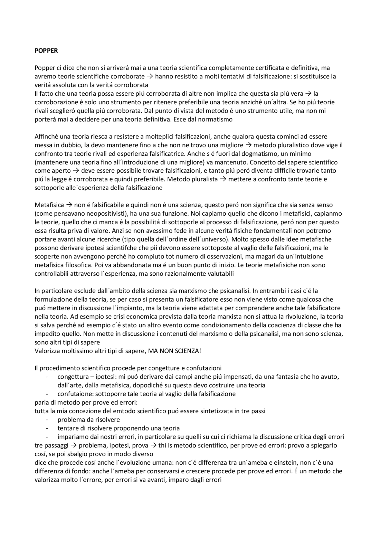 Il Pensiero Di Popper Docsity