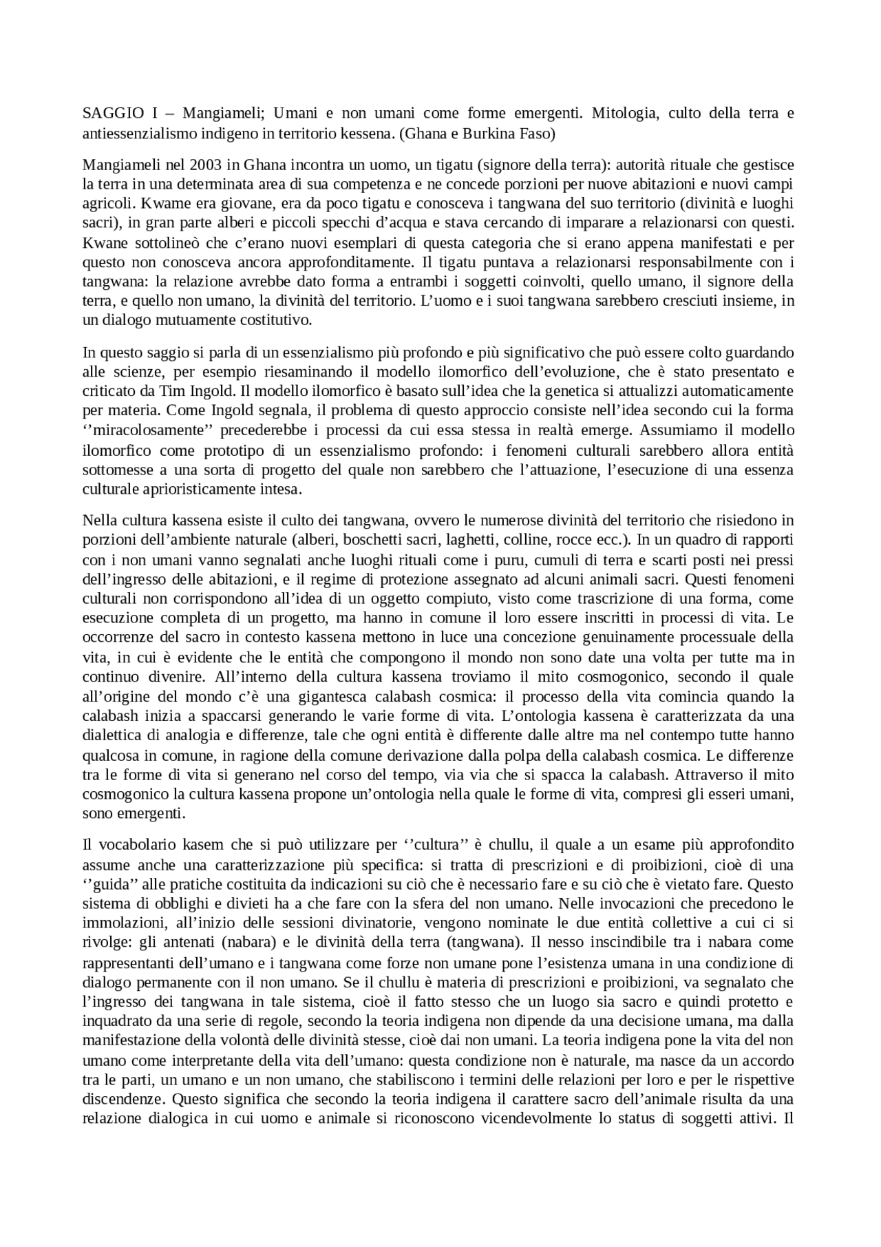Saggio Dialoghi Con I Non Umani Docsity