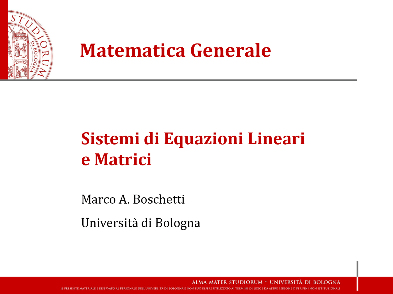 Equazioni Lineari E Matrici Docsity