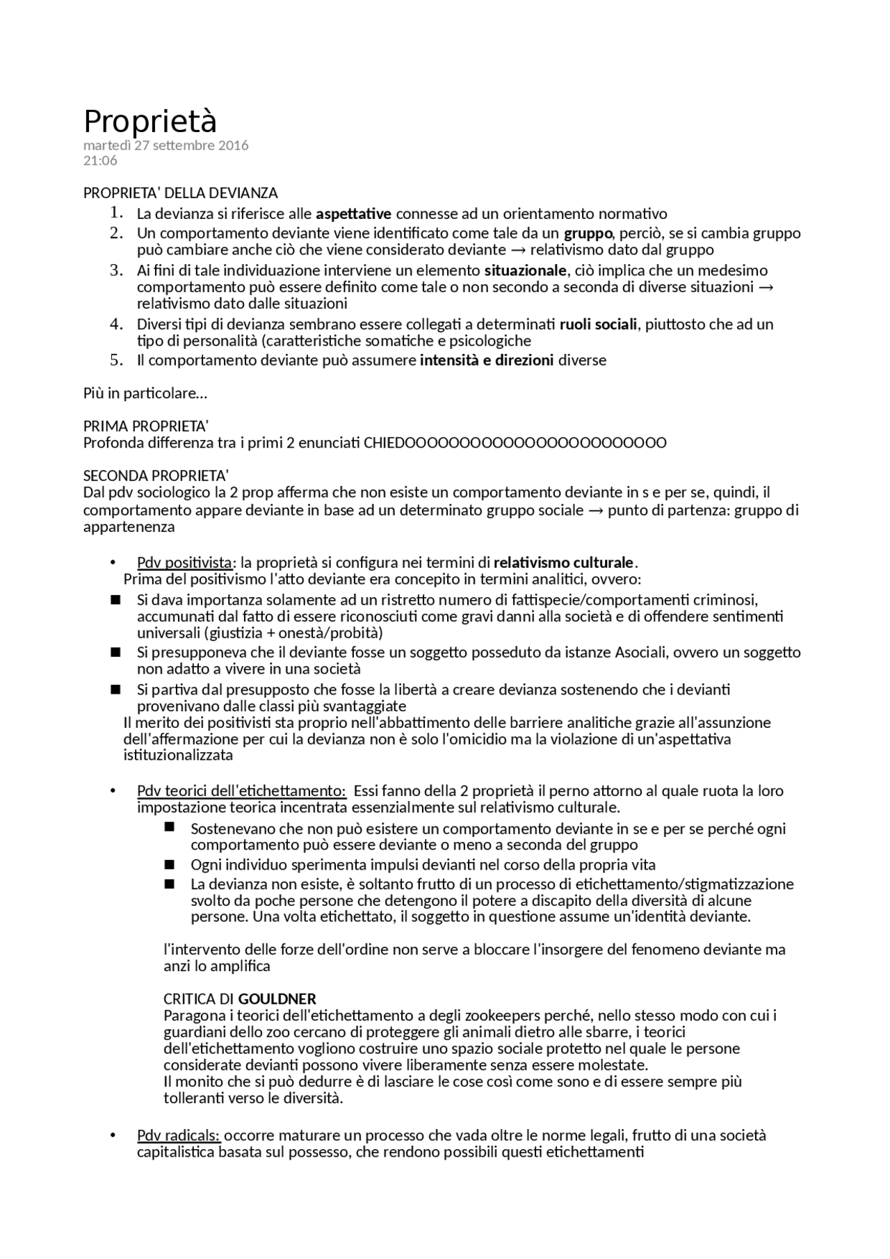 Sociologia Della Devianza Docsity