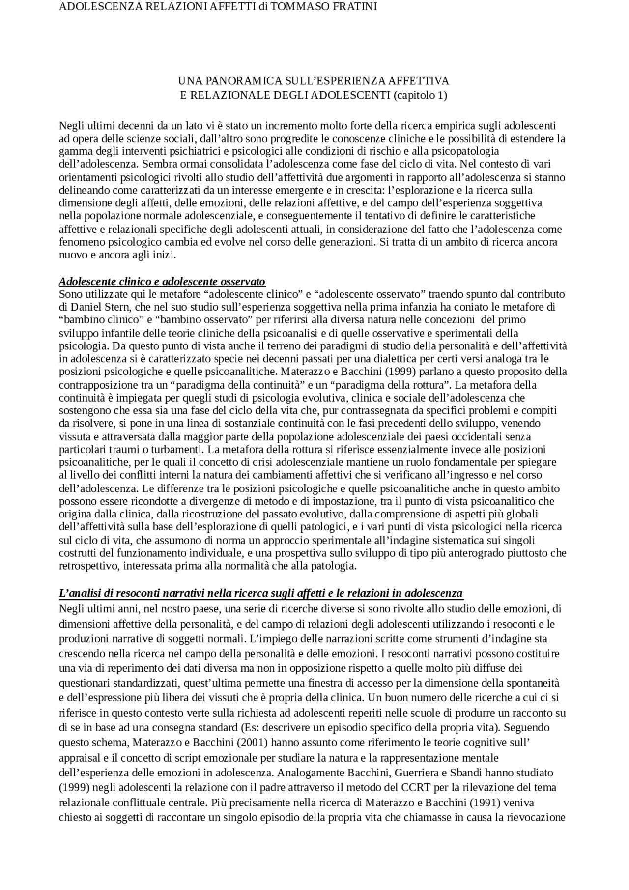 Adolescenza Relazioni Affetti Docsity